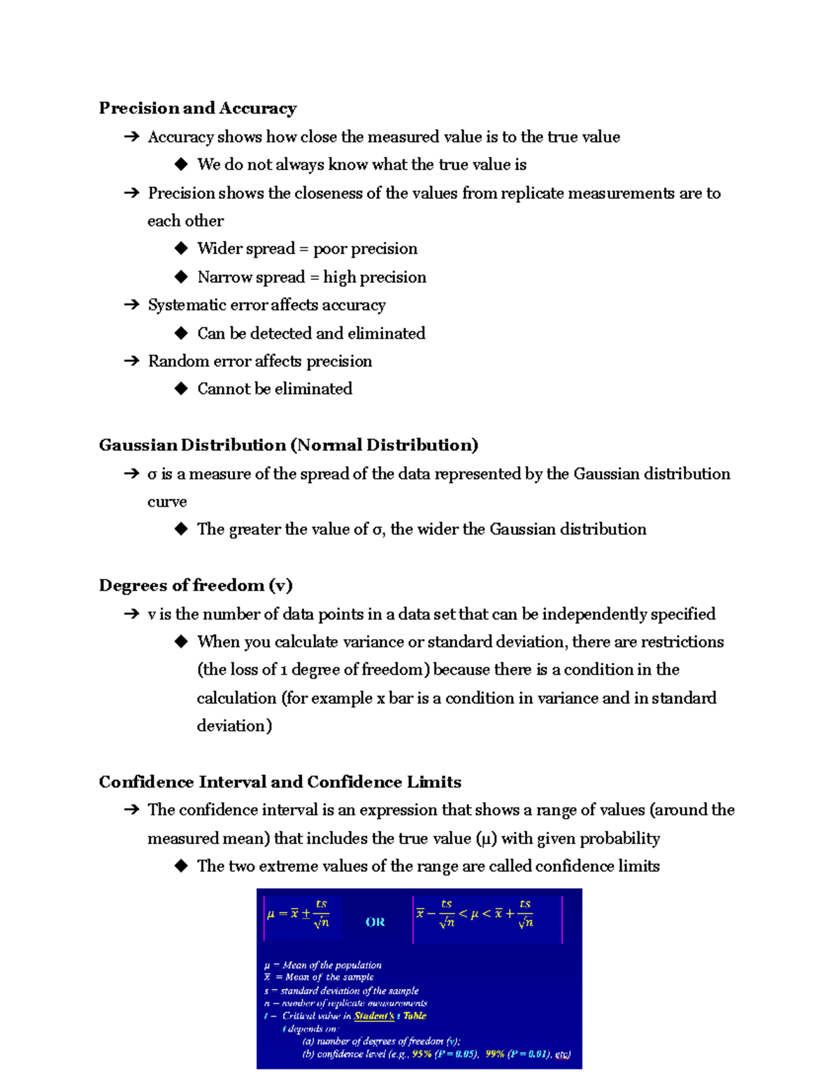 Analytical chem exam 2 review notes - Precision and Accuracy Accuracy ...