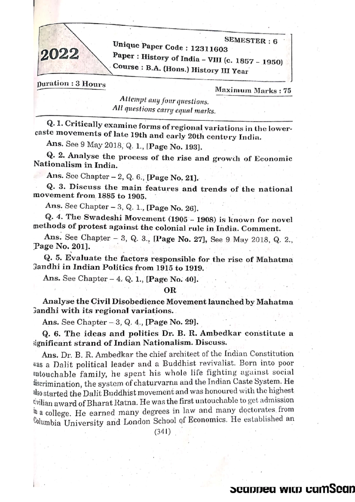 Modern India pyqs - HISTORY - Studocu