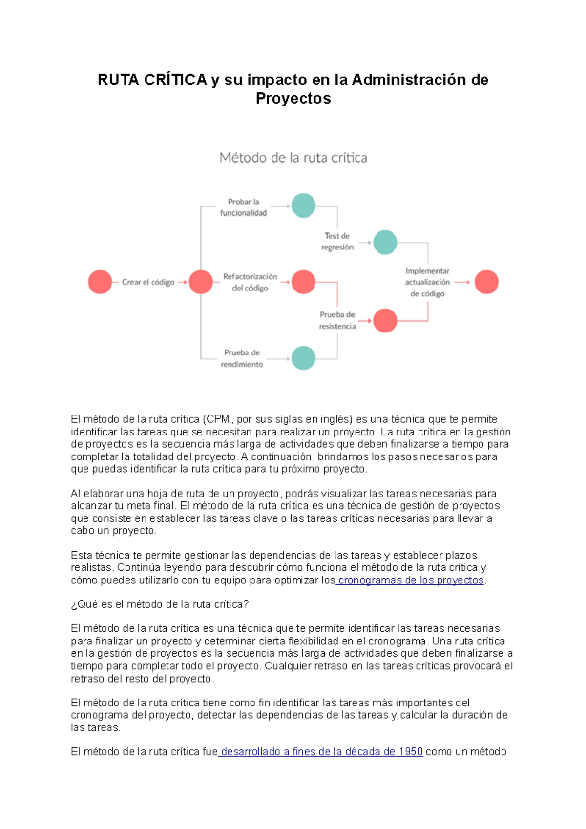 RUTA Crítica y su impacto en la Administración de Proyectos - RUTA ...