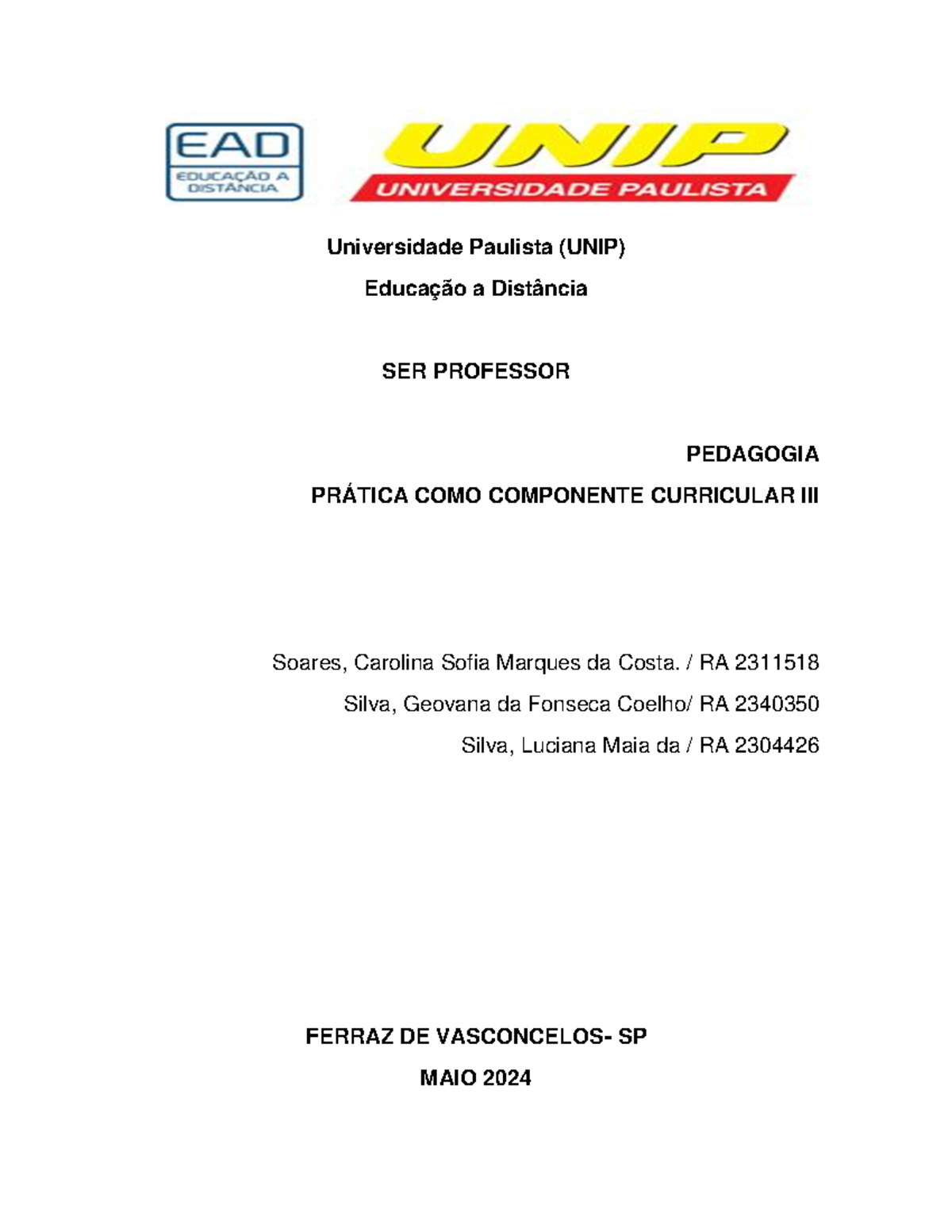 PCC Quase OK - Universidade Paulista (UNIP) Educação a Distância SER ...