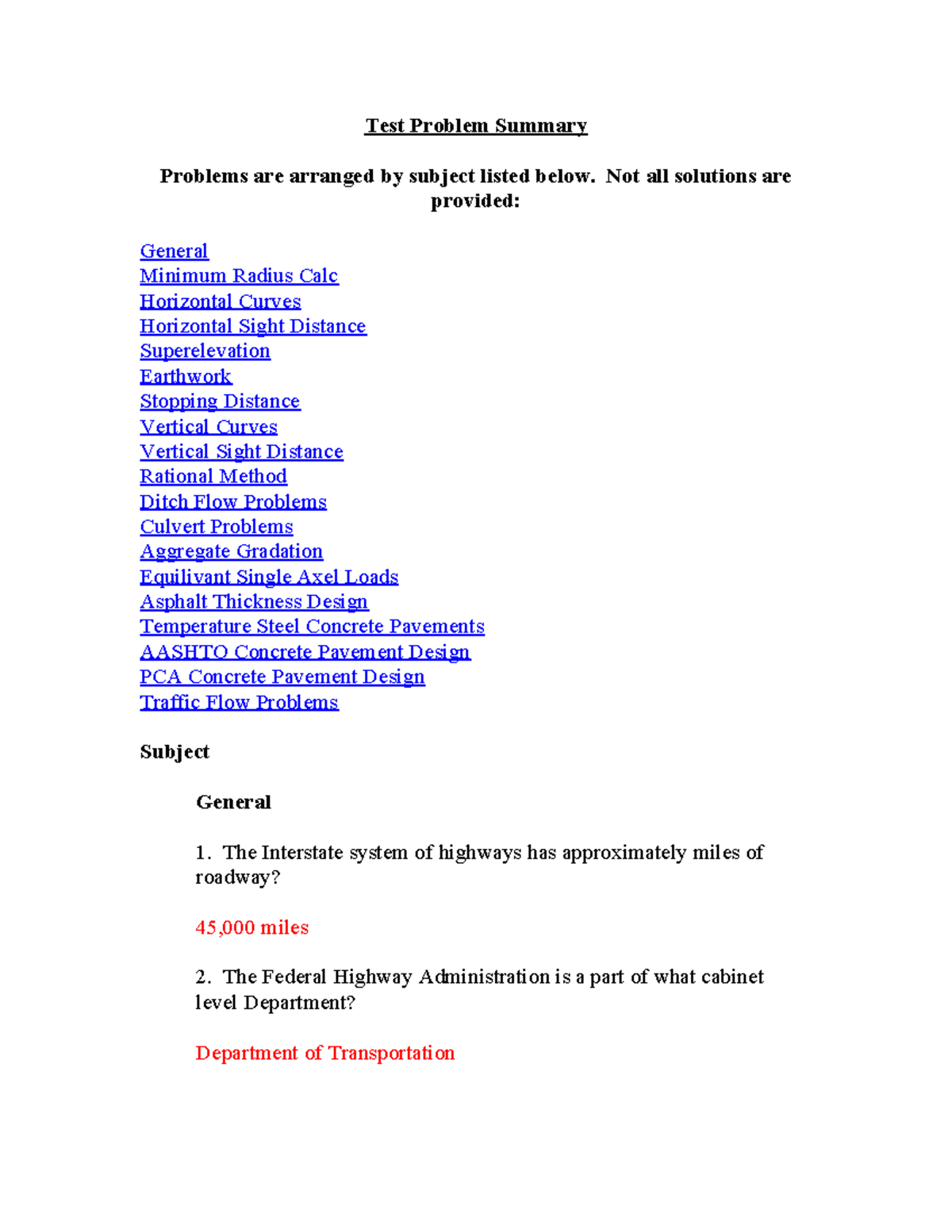 Ce444sampletest - ce ce laws - Test Problem Summary Problems are ...