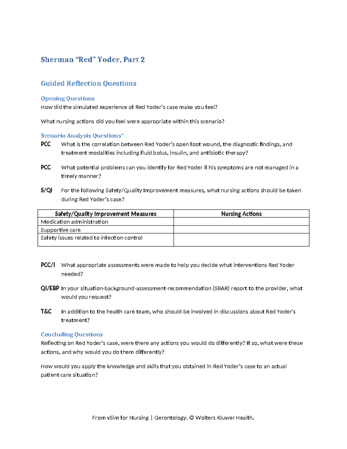 Gerontology Case Red Yoder Part2 GRQ - Sherman “Red” Yoder, Part 2 ...