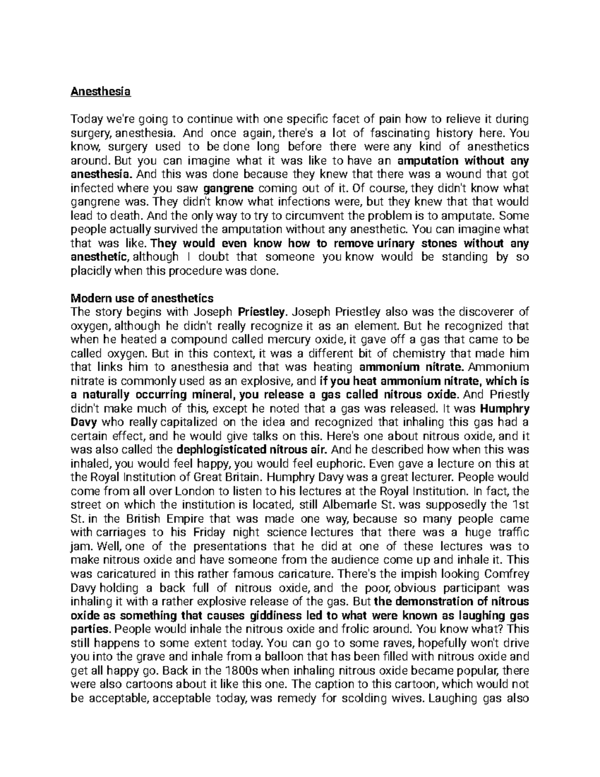Anesthesia - Summerized notes - Anesthesia Today we're going to ...