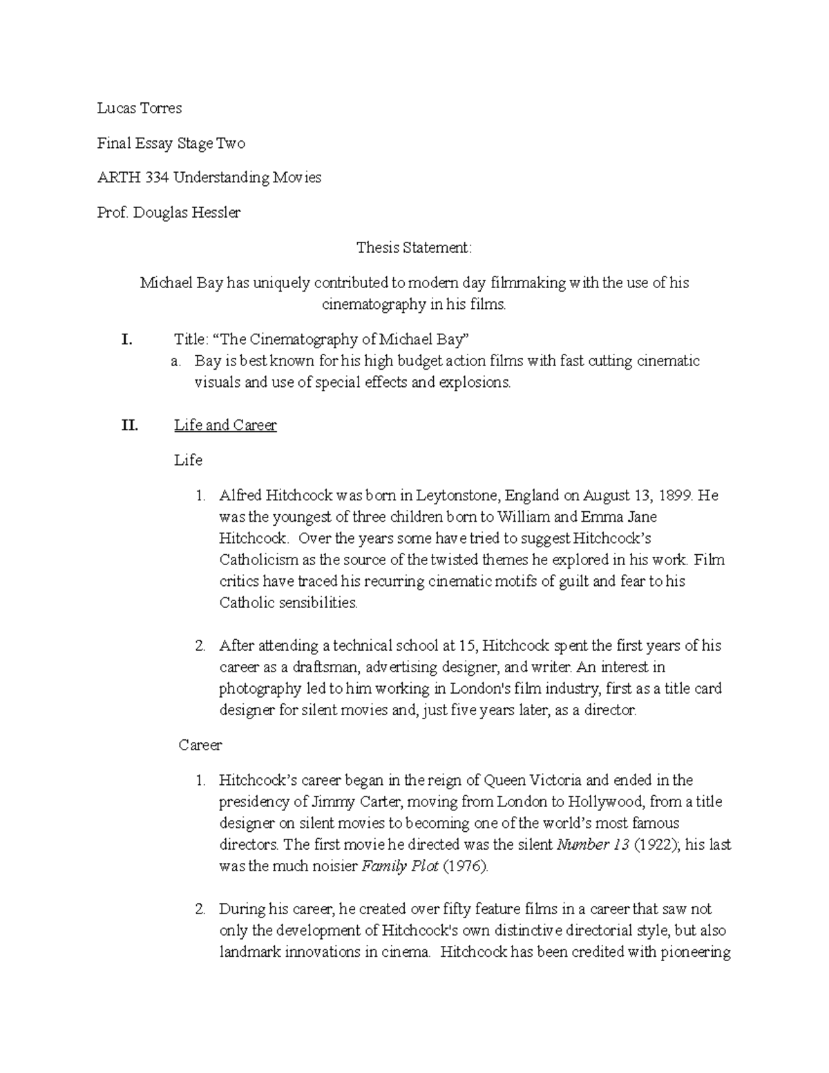 Final essay stage 2 - Lucas Torres Final Essay Stage Two ARTH 334 ...