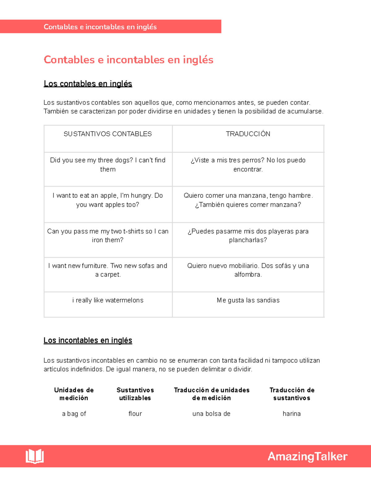 Contables e incontables en ingles - Contables e incontables en inglés ...