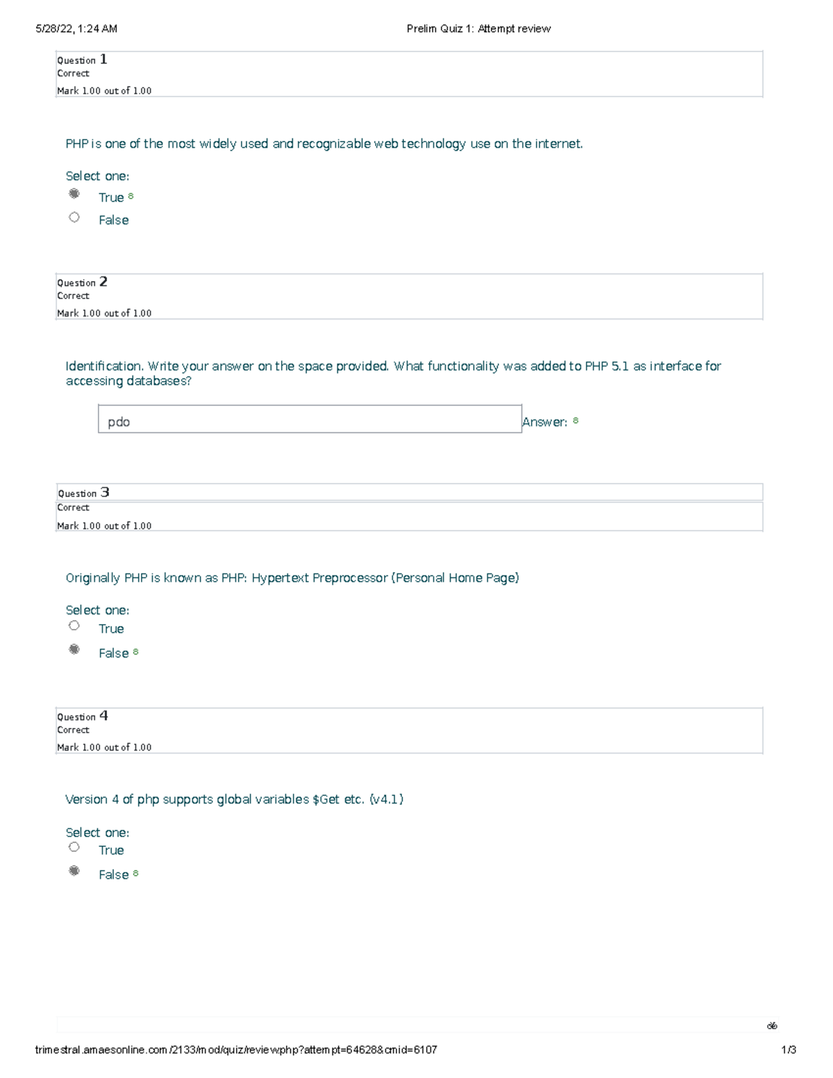 Quiz 1 Web Application Development 1 - 5/28/22, 1:24 AM Prelim Quiz 1 ...