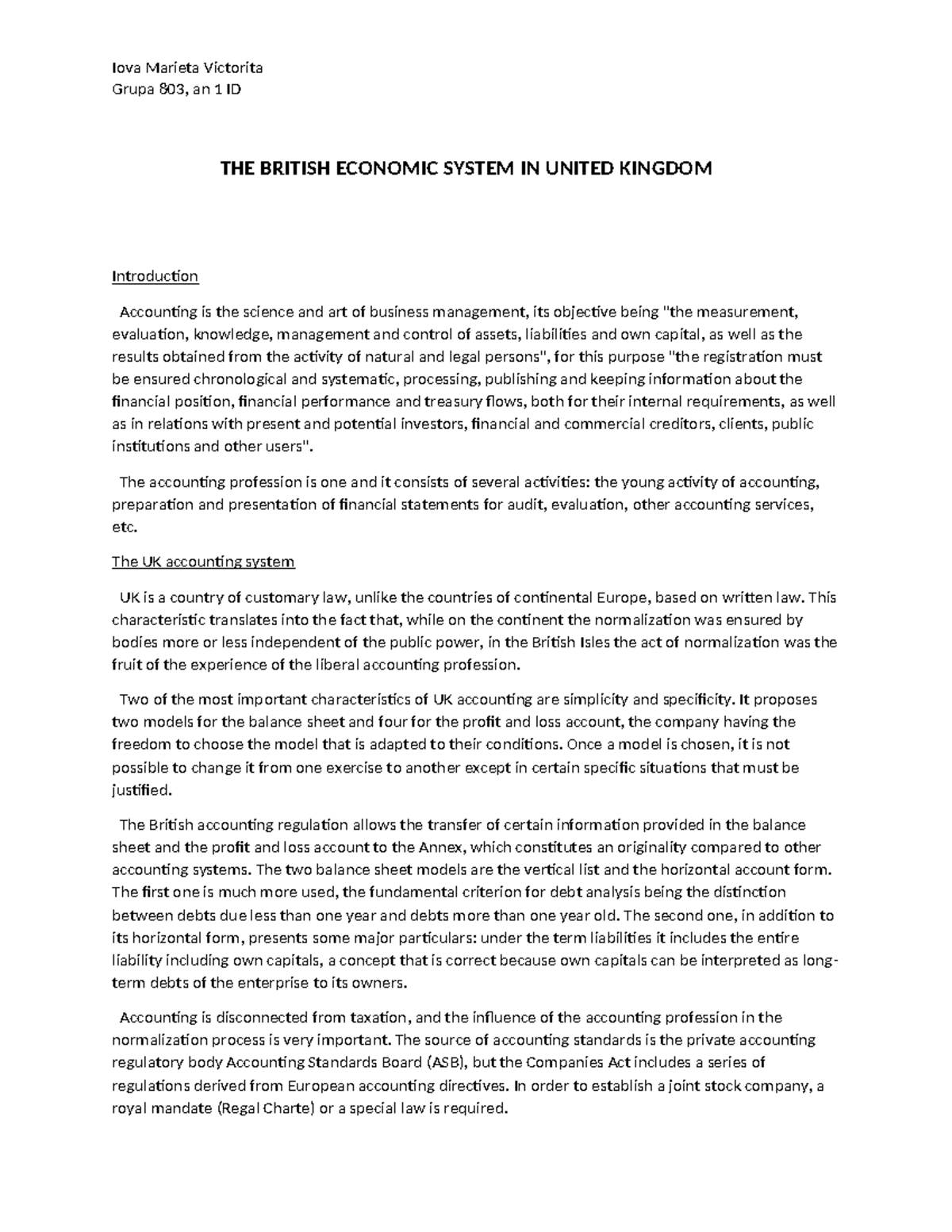 THE British Economic System IN United Kingdom - Iova Marieta Victorita ...