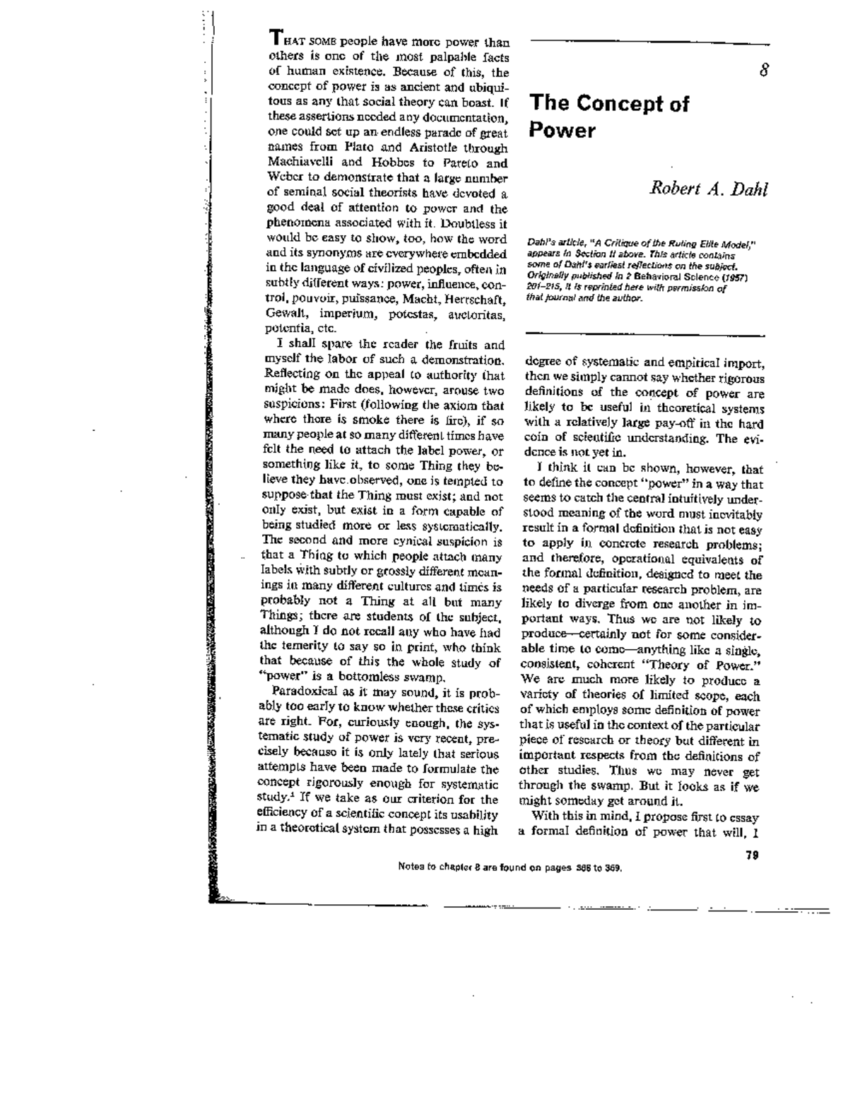 Dahl Concept of Power - Polisci 273 - Studocu