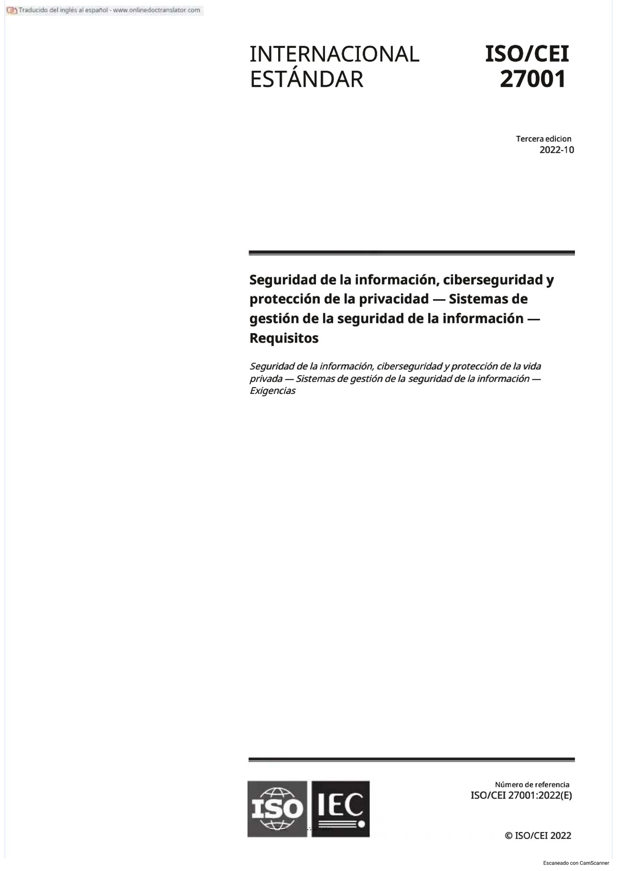 Iso 27001 2022 espaol - qwrqwerqwrqwerqwerqwerr - Lengua Española y Comunicación - Studocu