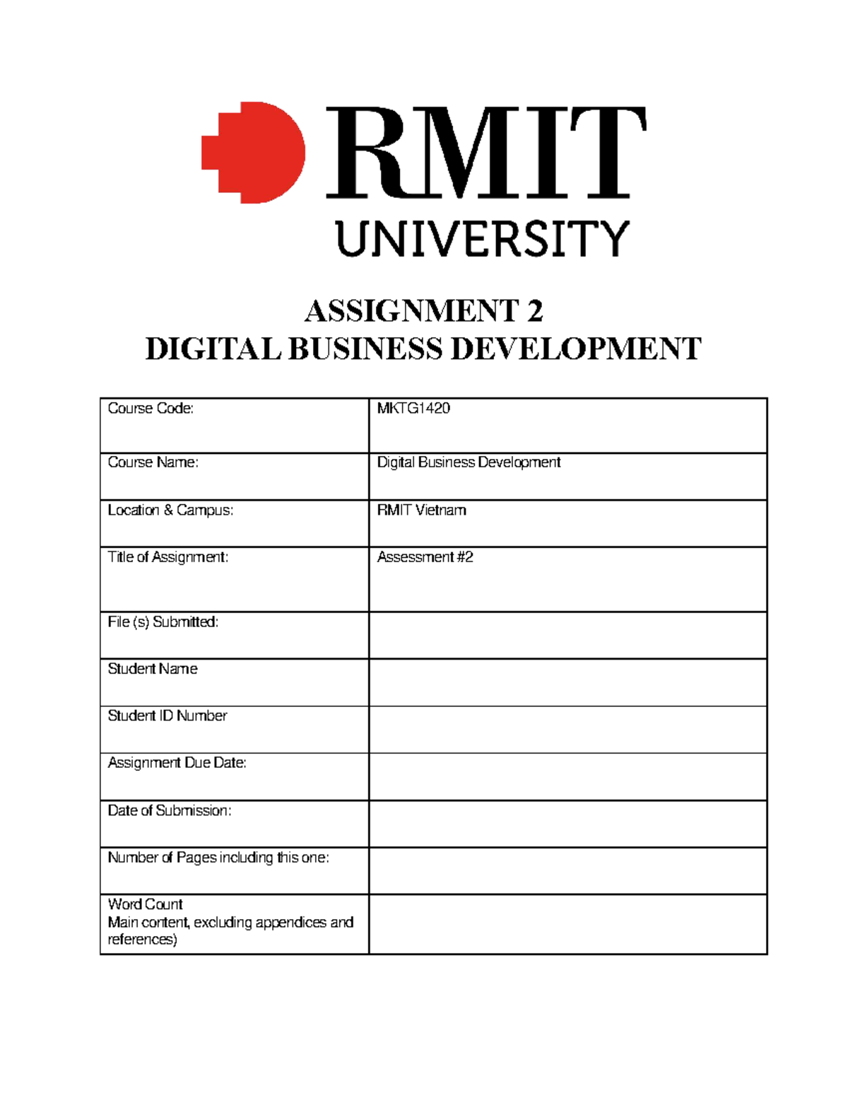 (Sample HD) Assignment-2 Digital Business Development MKTG1420 RMIT-đã nén - ASSIGNMENT 2 ...