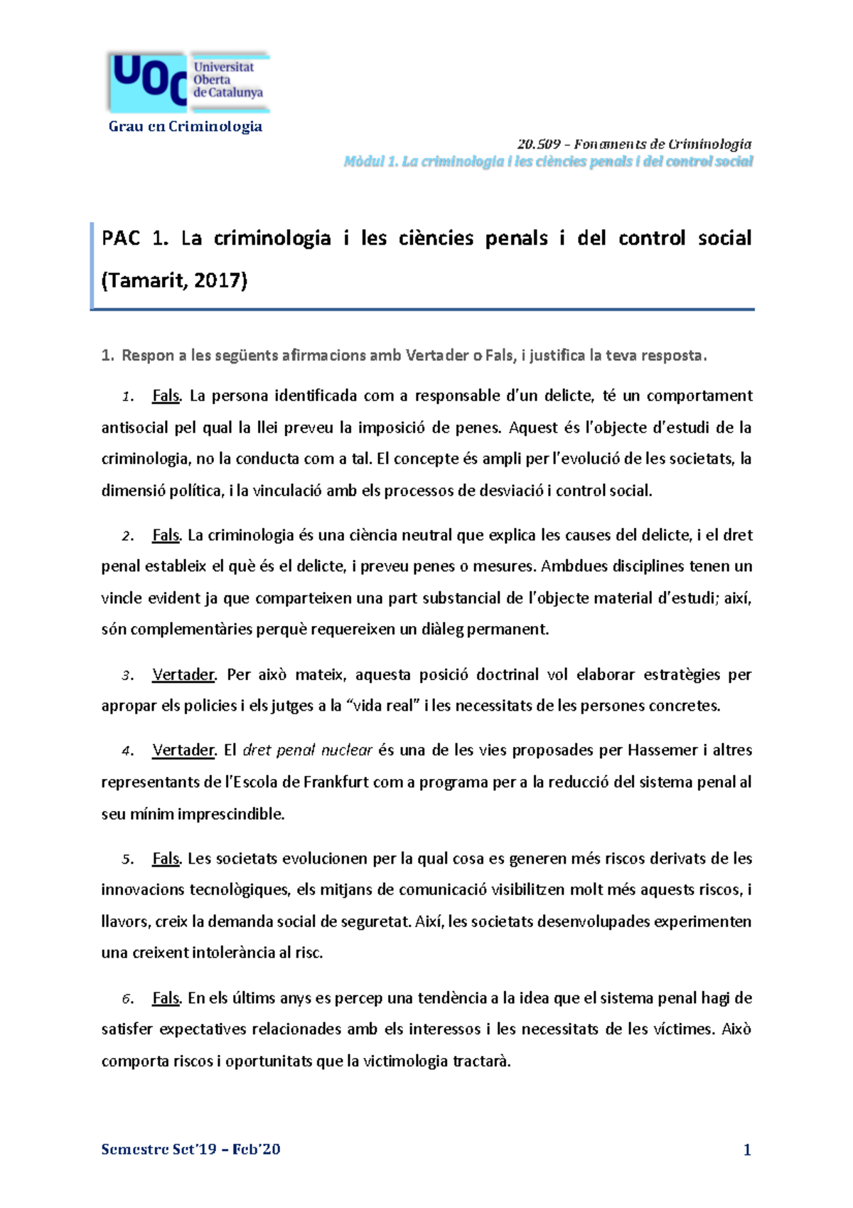 PAC 1 Fonaments Criminologia - Warning: TT: undefined function: 32 Grau en Criminologia 20 ...