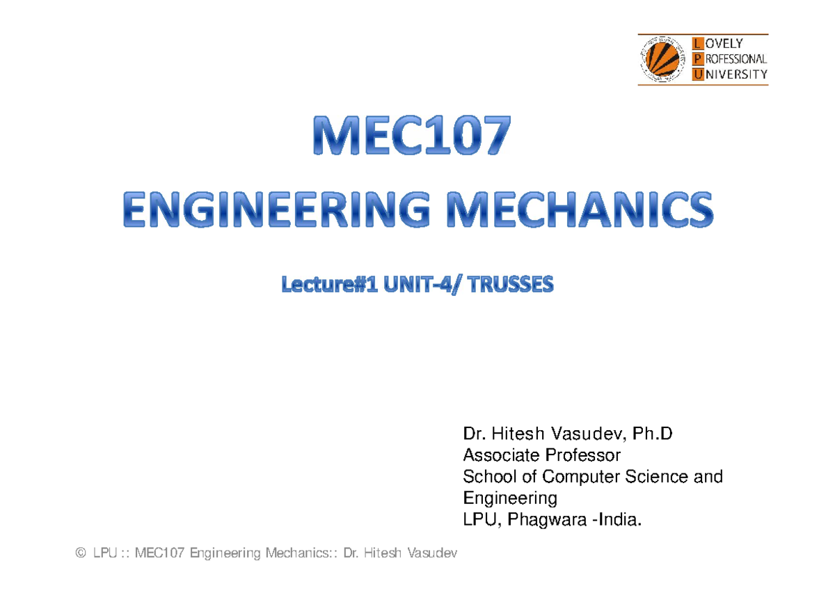 Mec trusses - Notes in c - c language - LPU - Studocu