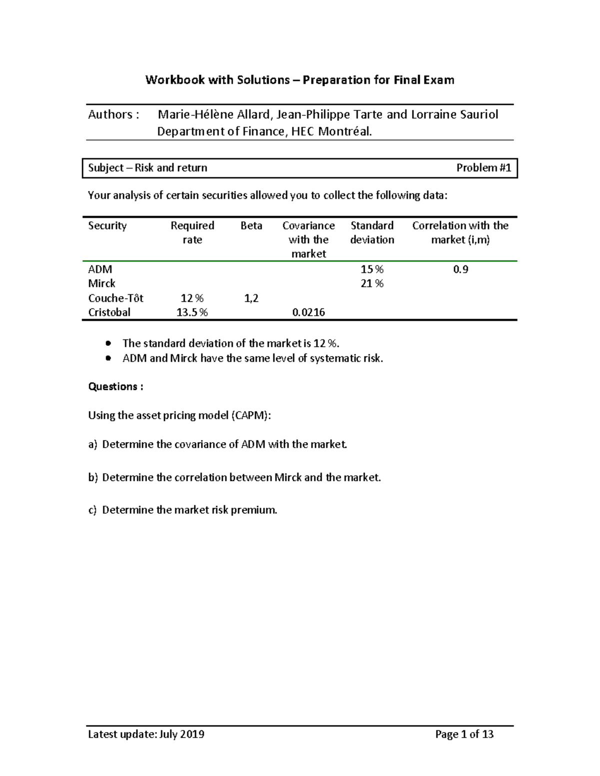 Exercices pour Examen Final - Warning: TT: undefined function: 32 - Studocu