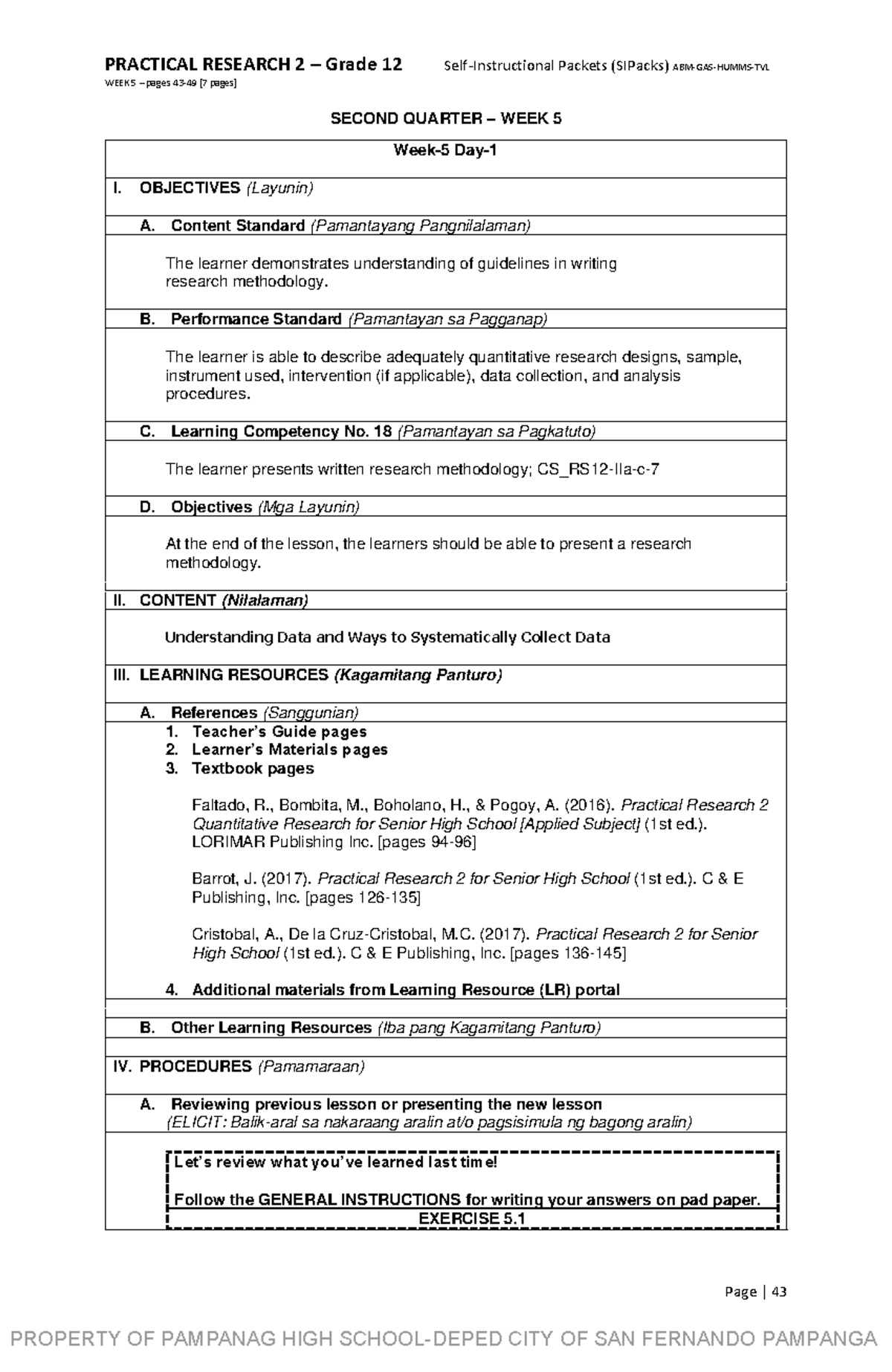 DATA COLLECTION USING APPROPRIATE INSTRUMENTS - WEEK 5 – pages 43 -49 ...