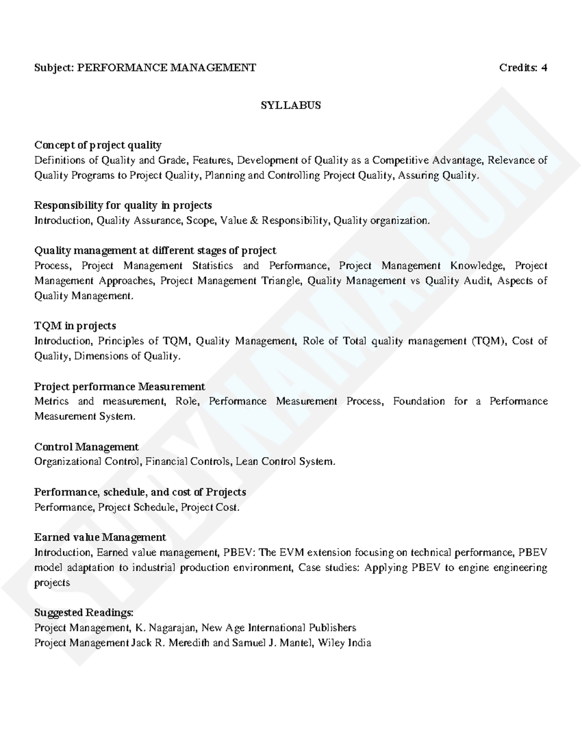 Performance Management - Subject: PERFORMANCE MANAGEMENT Credits: 4 ...