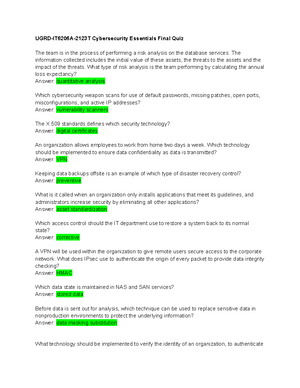 UGRD IT6206A 2123T Cybersecurity Essentials Final Quiz - Computer Architecture and Organization ...