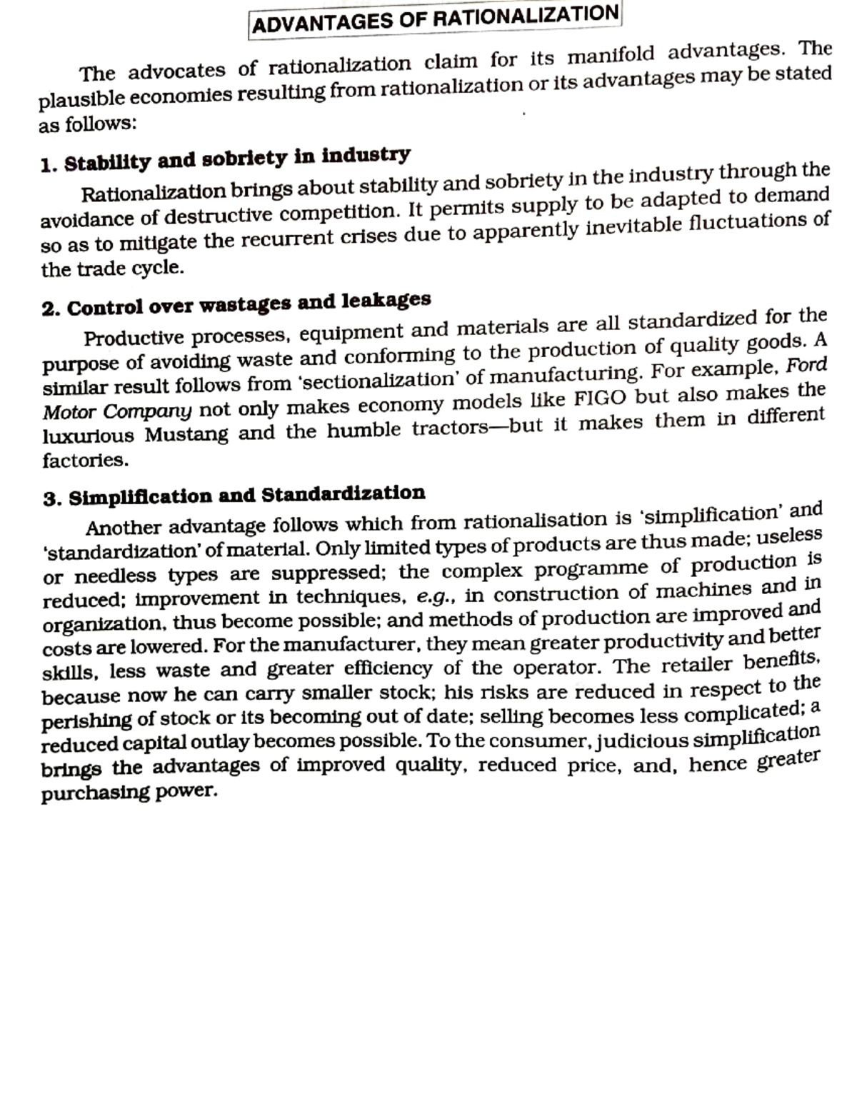 Advantages of rationalisation - ADVANTAGES OF RATIONALIZATION The ...