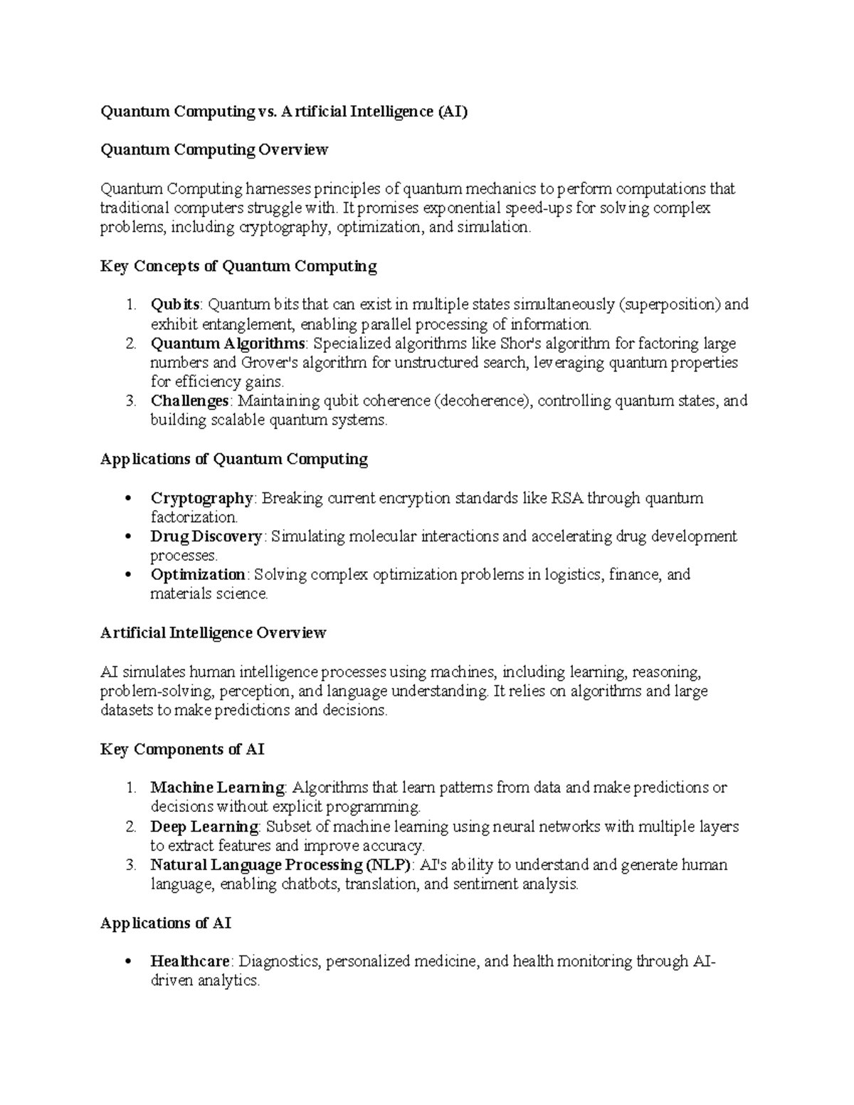 Quantum Computing vs AI - Artificial Intelligence (AI) Quantum ...