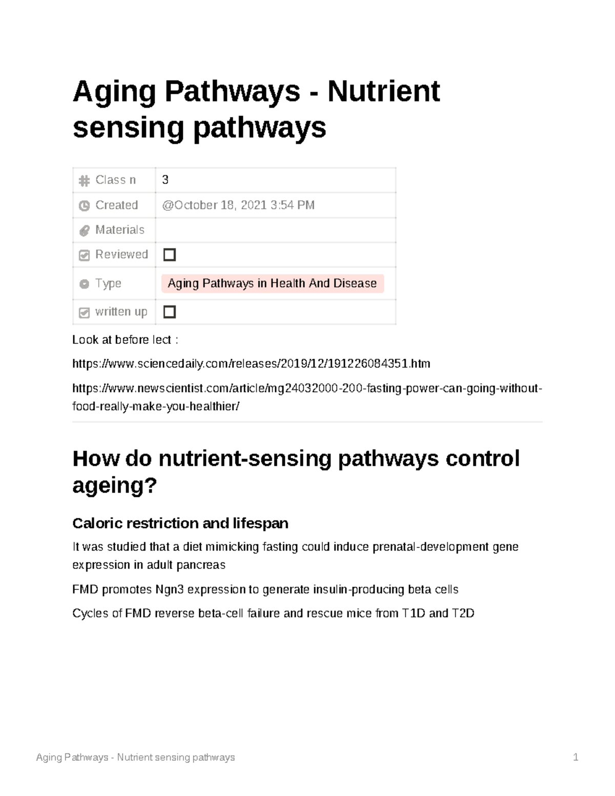 3 Aging Pathways - Nutrient sensing pathways - Aging Pathways ...