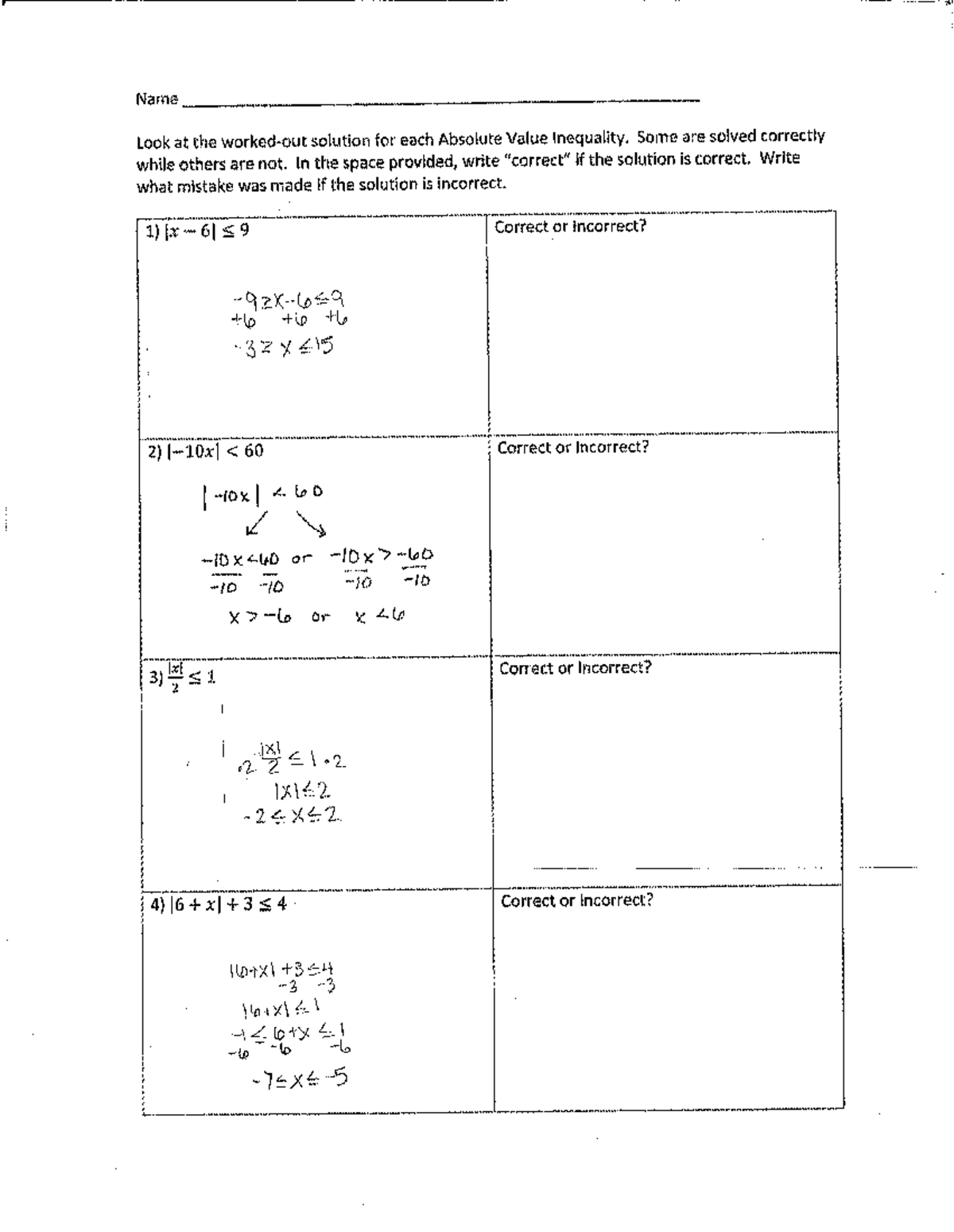 Error Analysis Problems updated 2023 - Name Look at the solution for ...