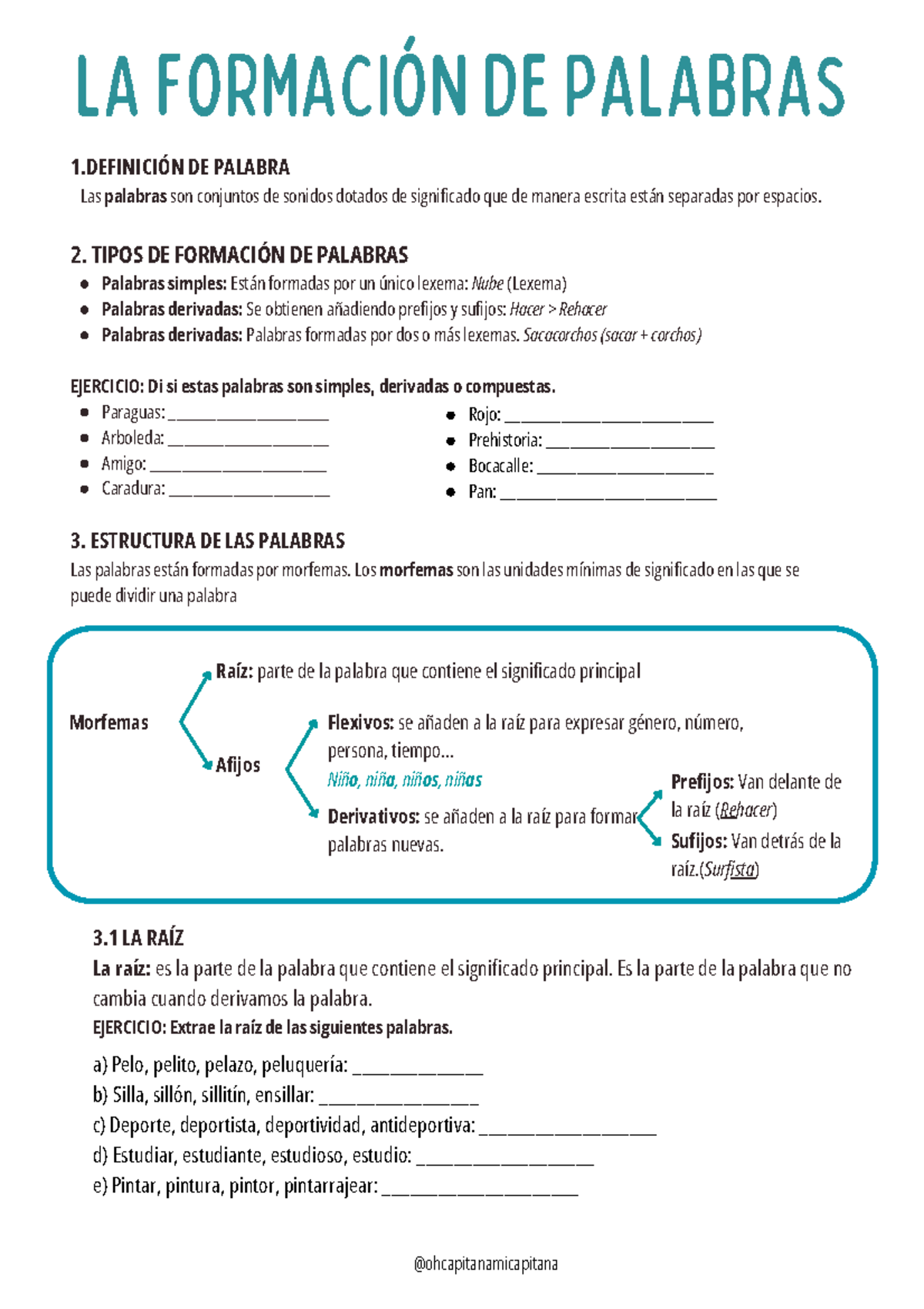La formación de palabras - LA FORMACIÓN DE PALABRAS Palabras simples ...
