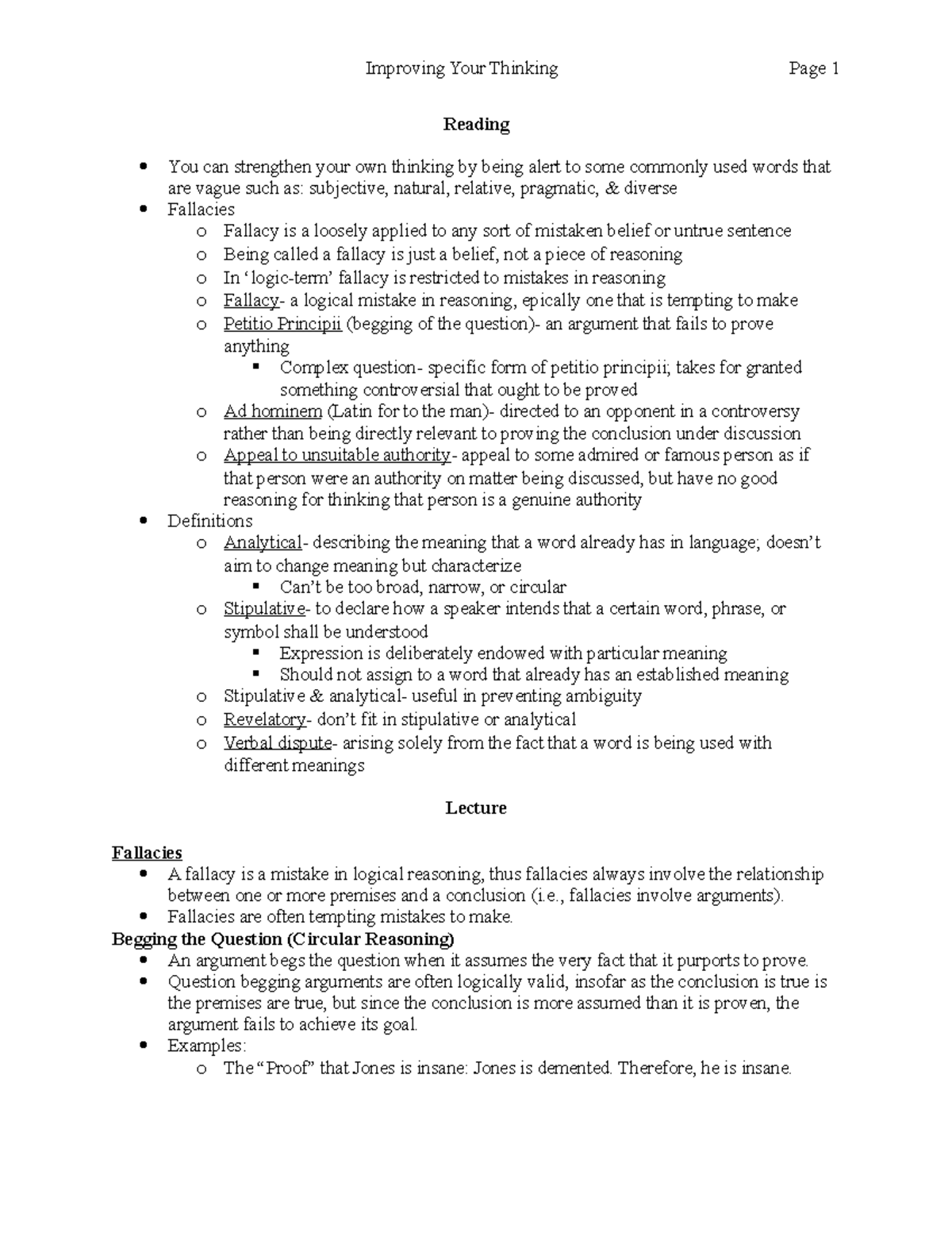 Improving Your Thinking - Improving Your Thinking Page 1 Reading You ...