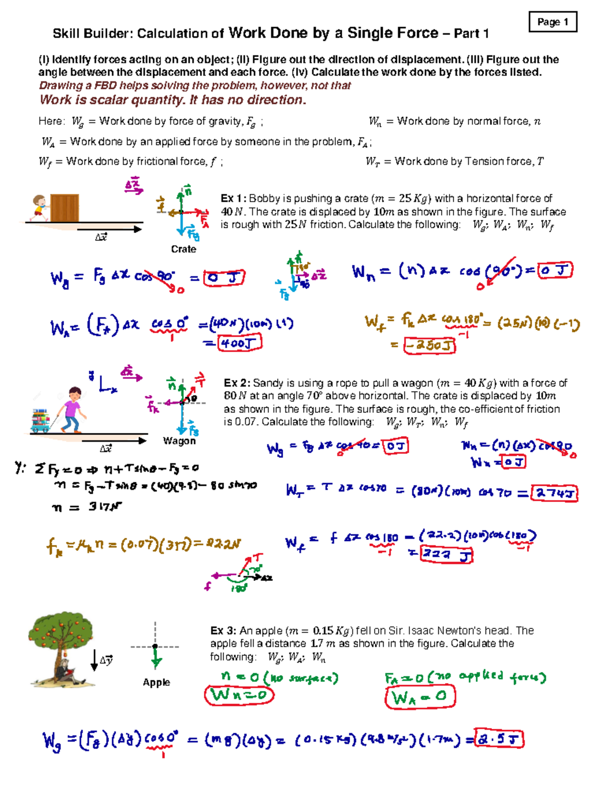 Work Single Force Skill Sp20 Solution - Skill Builder: Calculation of Work Done by a Single ...