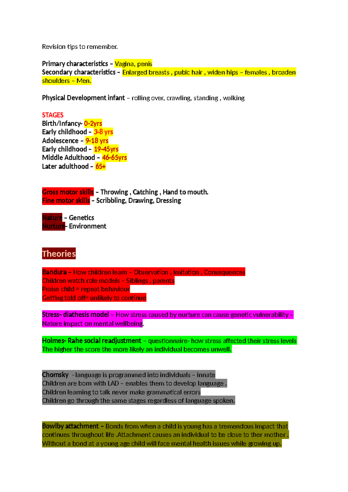 Revision tips to remember - Primary characteristics – Vagina, penis Secondary characteristics ...