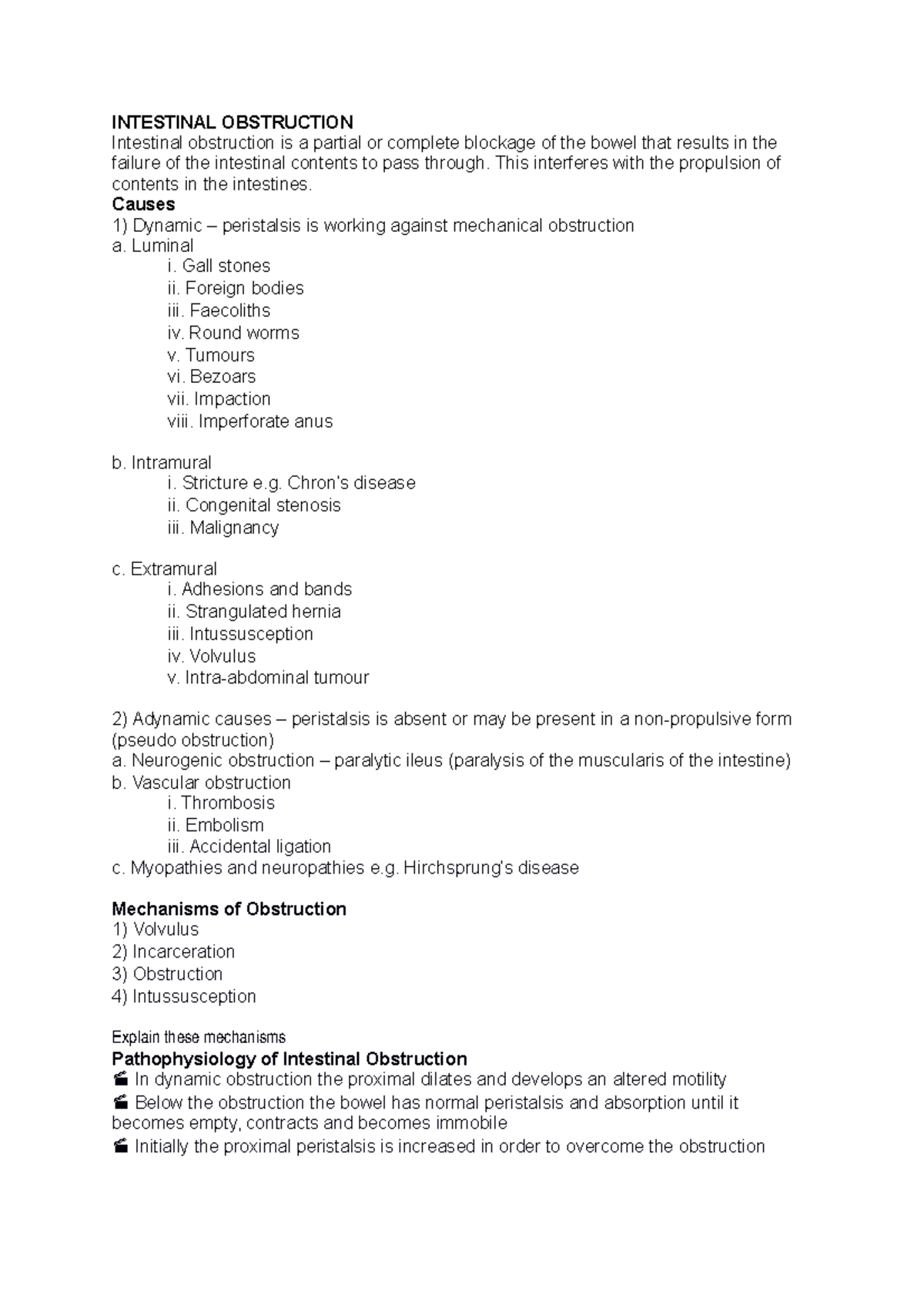 GIT clinical pathology - Intestinal Obstruction - INTESTINAL ...