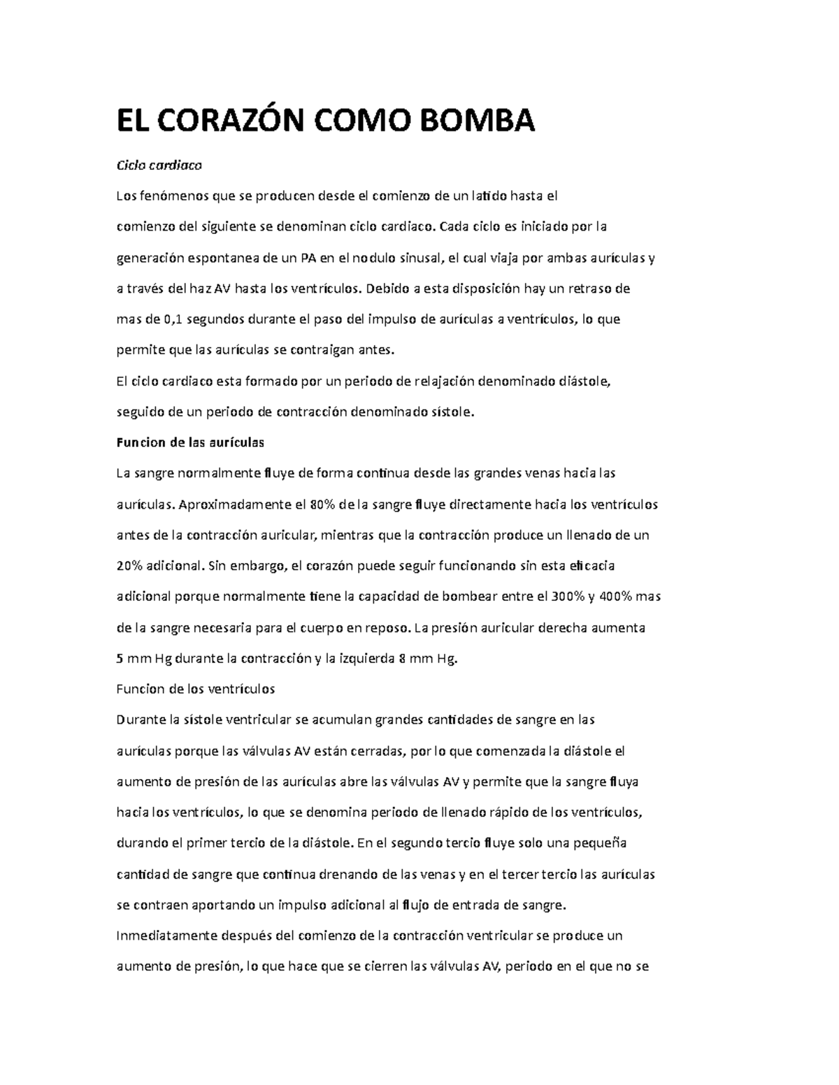 EL Corazón COMO Bomba - EL CORAZÓN COMO BOMBA Ciclo cardiaco Los ...