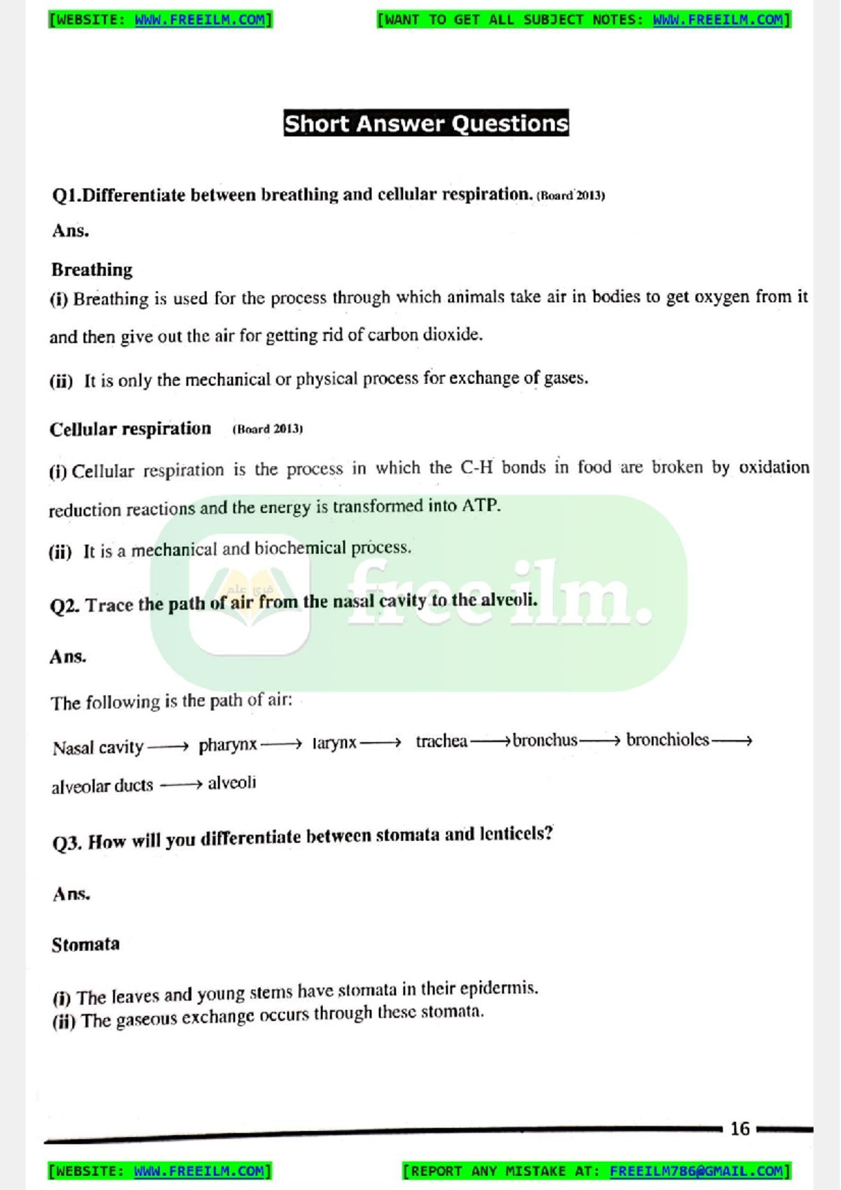 10th Bio Ch 10 Short Q - Bsbsbs - TO GET ALL SUBJECT NOTES: Short ...