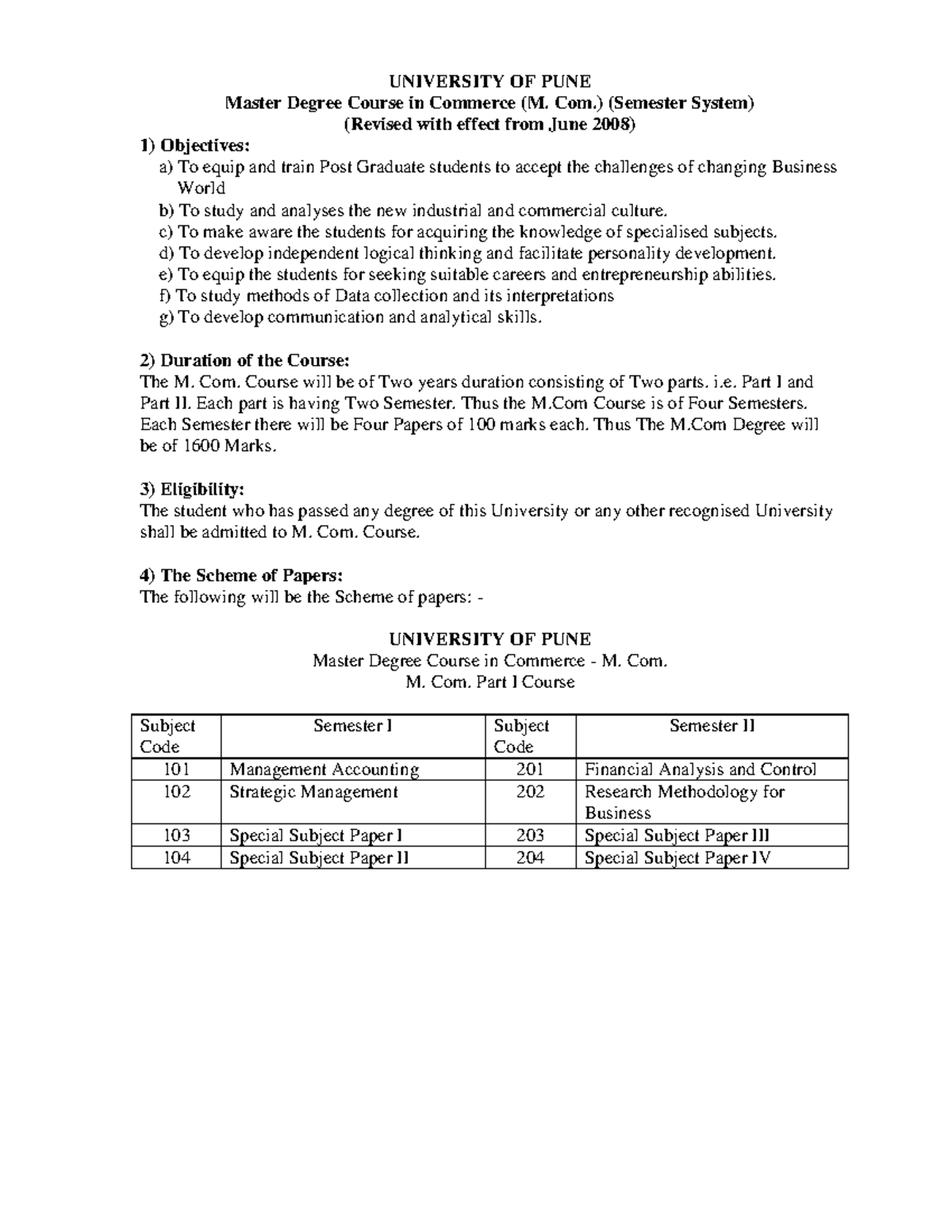 M.Com Syllabus - Ggg - UNIVERSITY OF PUNE Master Degree Course in ...