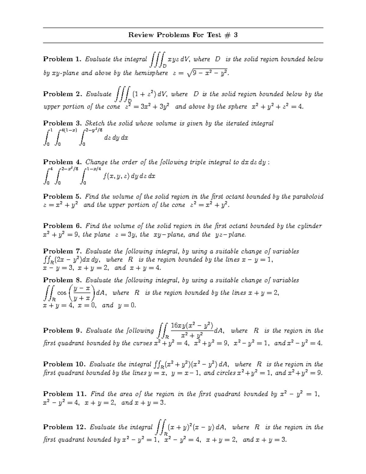 RT3(283) Math 283-1 Fall Semester 2016 - Review Problems For Test 3 ...