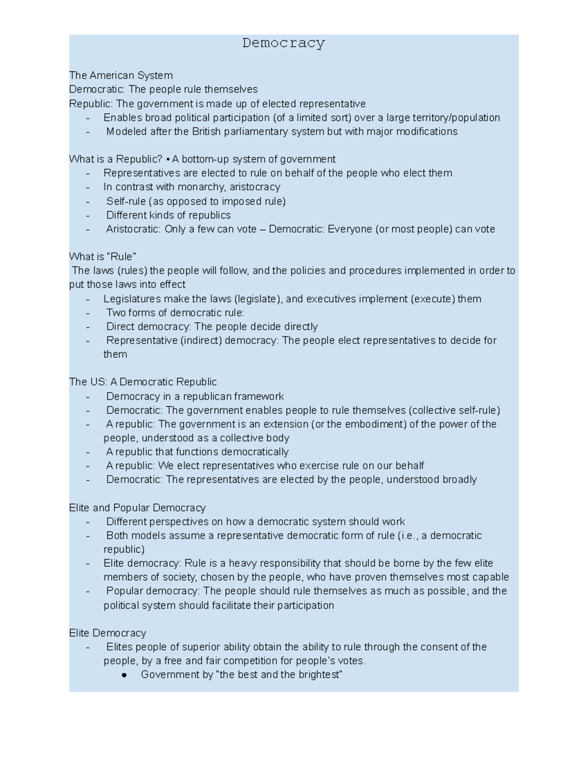 1.2 - Chapter one Democtratic Debate - Democracy The American System ...