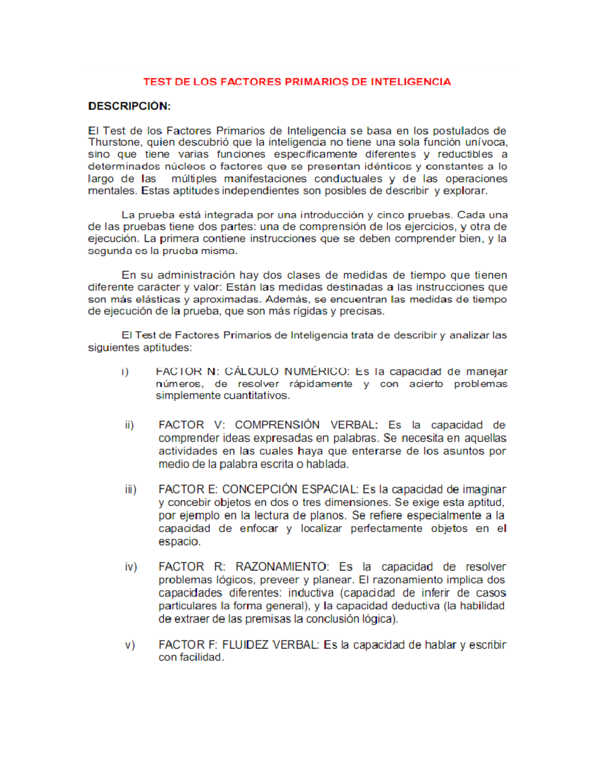 Manual F0201 - TEST DE LOS FACTORES PRIMARIOS DE INTELIGENCIA ...