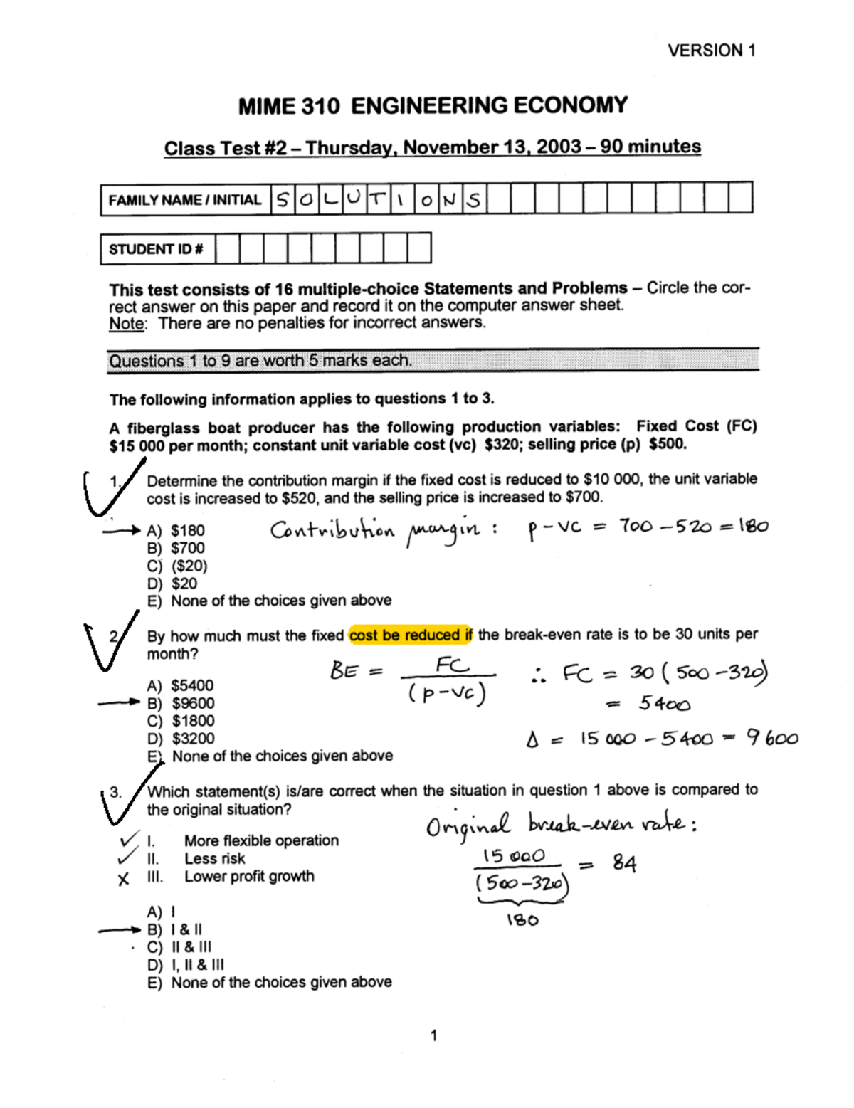 Test 2 2003 Nov - Past test - Facc 300 - √ √ √ ^↑^ oi ... ↓ 10 , 00 ...