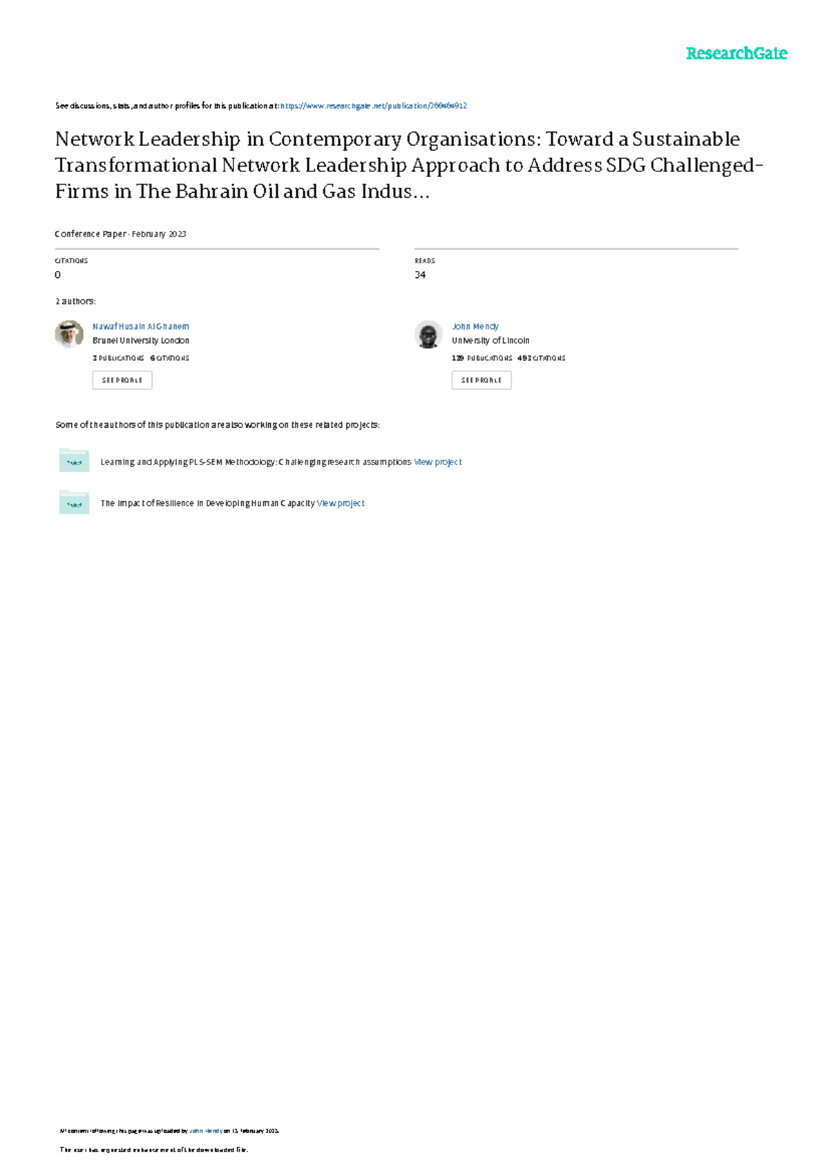 Network leadership is Contemporary - See discussions, stats, and author ...