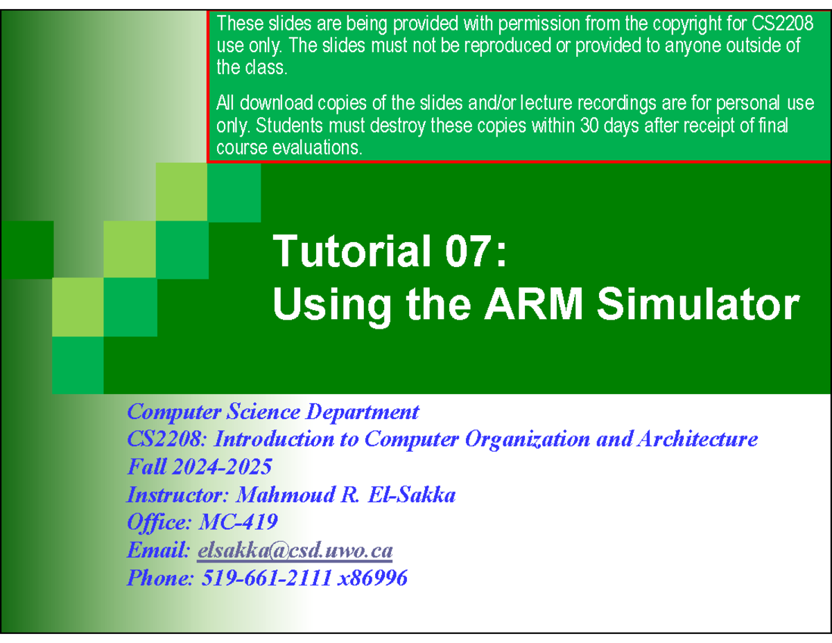 Tutorial 07 Introduction to ARM Simulator - Tutorial 07:Using the ARM ...