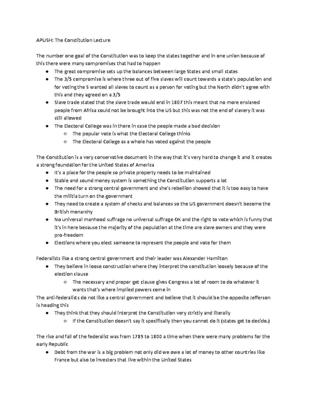 Apush The Constitution Lecture - APUSH: The Constitution Lecture The ...