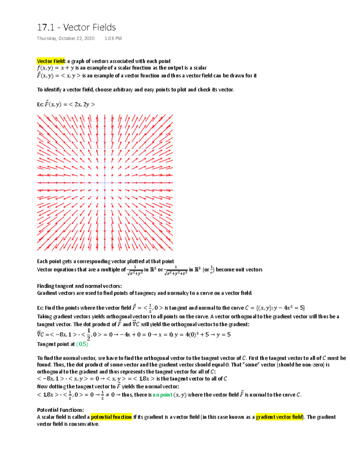 17.1 - Vector Fields - sĞĐƚŽƌ &ŝĞůĚ͗ Ă ŐƌĂƉŚ ŽĨ ǀĞĐƚŽƌƐ ĂƐƐŽĐŝĂƚĞĚ ǁŝƚŚ ...