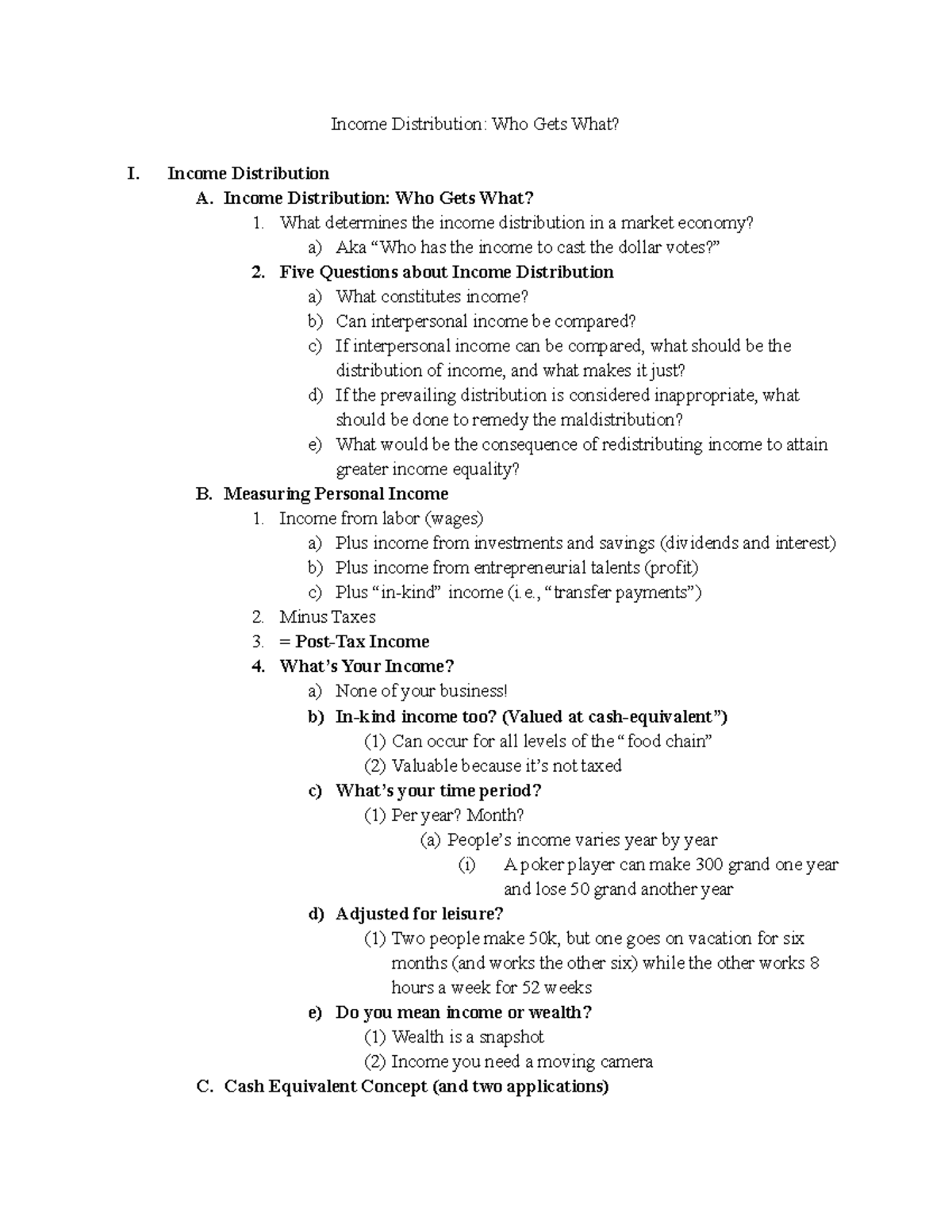 ECON 2010 Unit Nine - Income Distribution Who Gets What - Income ...