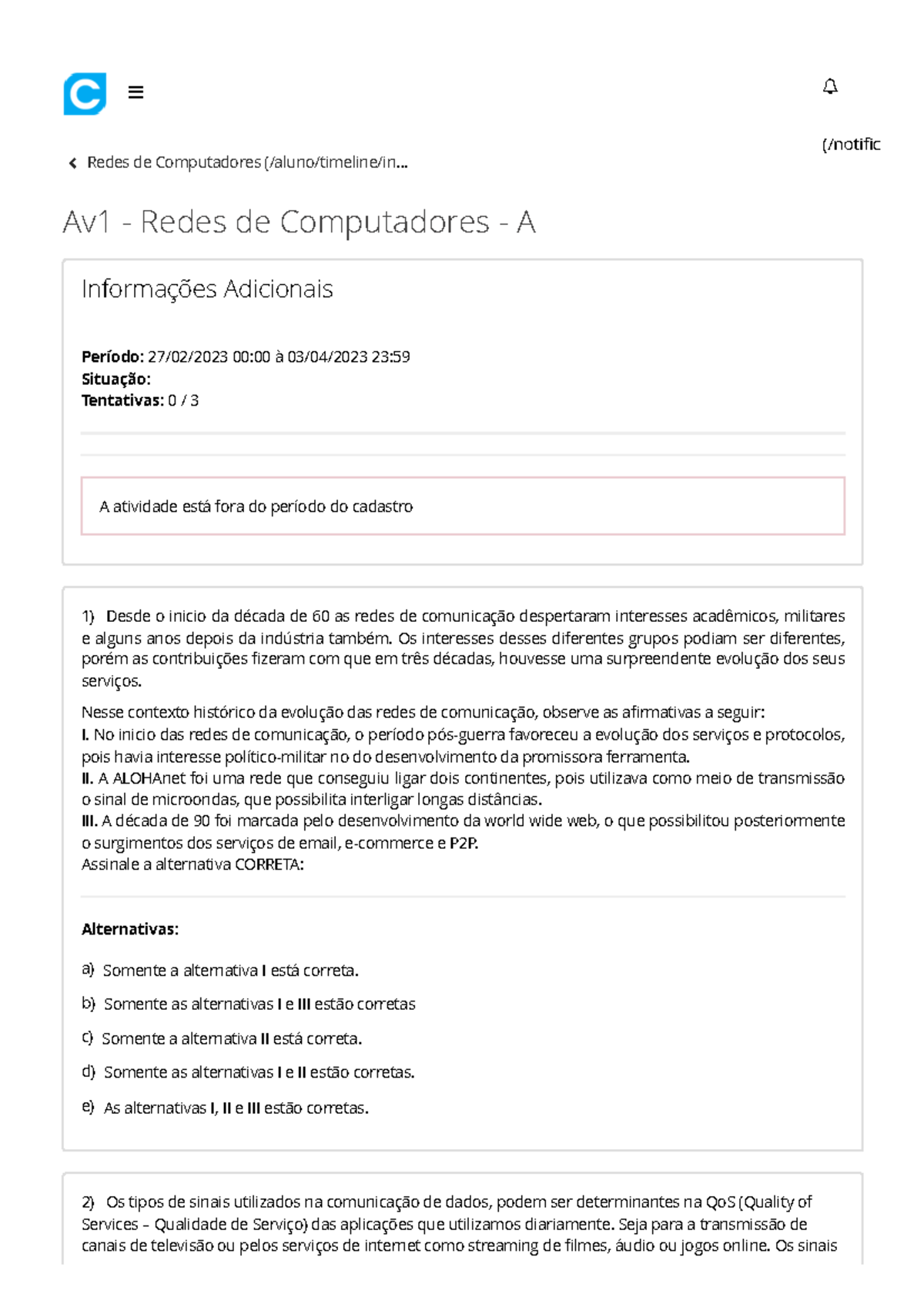 Colaborar - Av1 - Redes de Computadores - A - Redes de Computadores ...