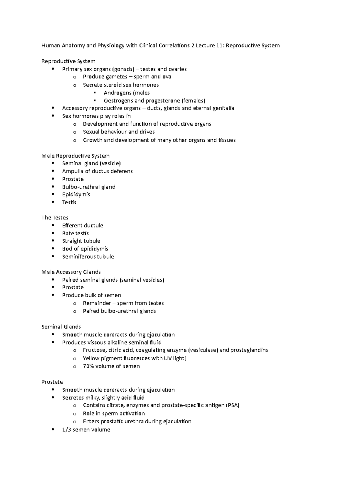 Lecture 11 Notes - Reproductive System - Human Anatomy and Physiology ...
