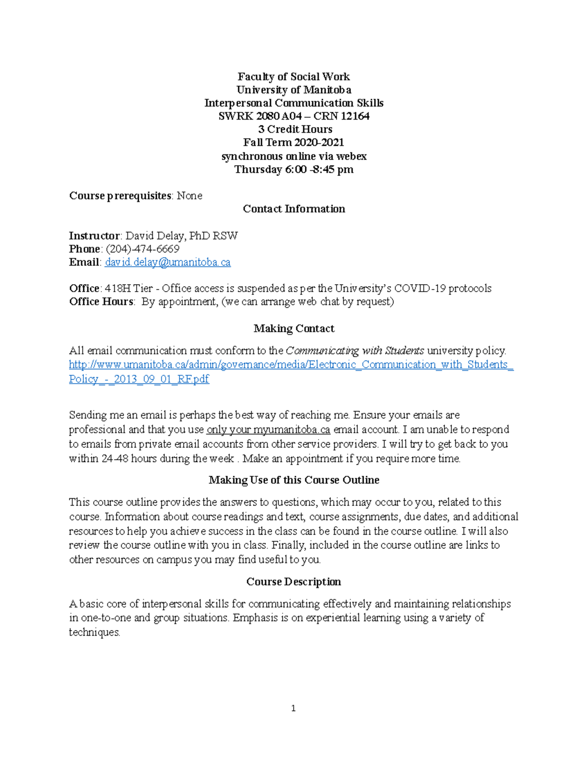 Course Outline SWRK 2080 A04 2020 2021 - Faculty of Social Work ...