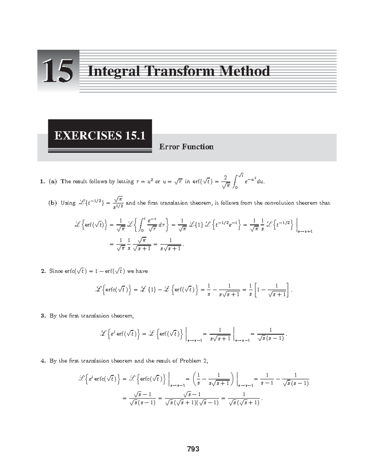 Chapt 15 - 1515 Integral Transform Method EXERCISES 15. Error Function (a) The result follows by ...