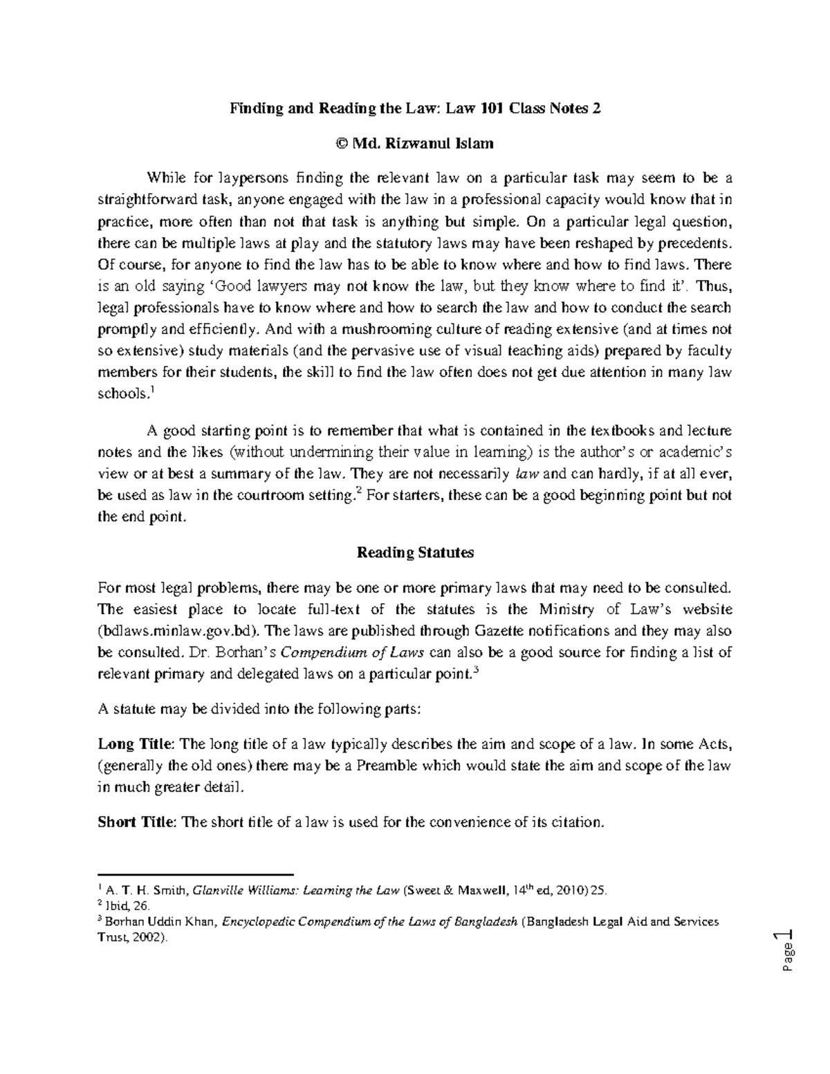 Law 101 Class Note 2 Finding and Reading the Law-converted - 1 Finding ...