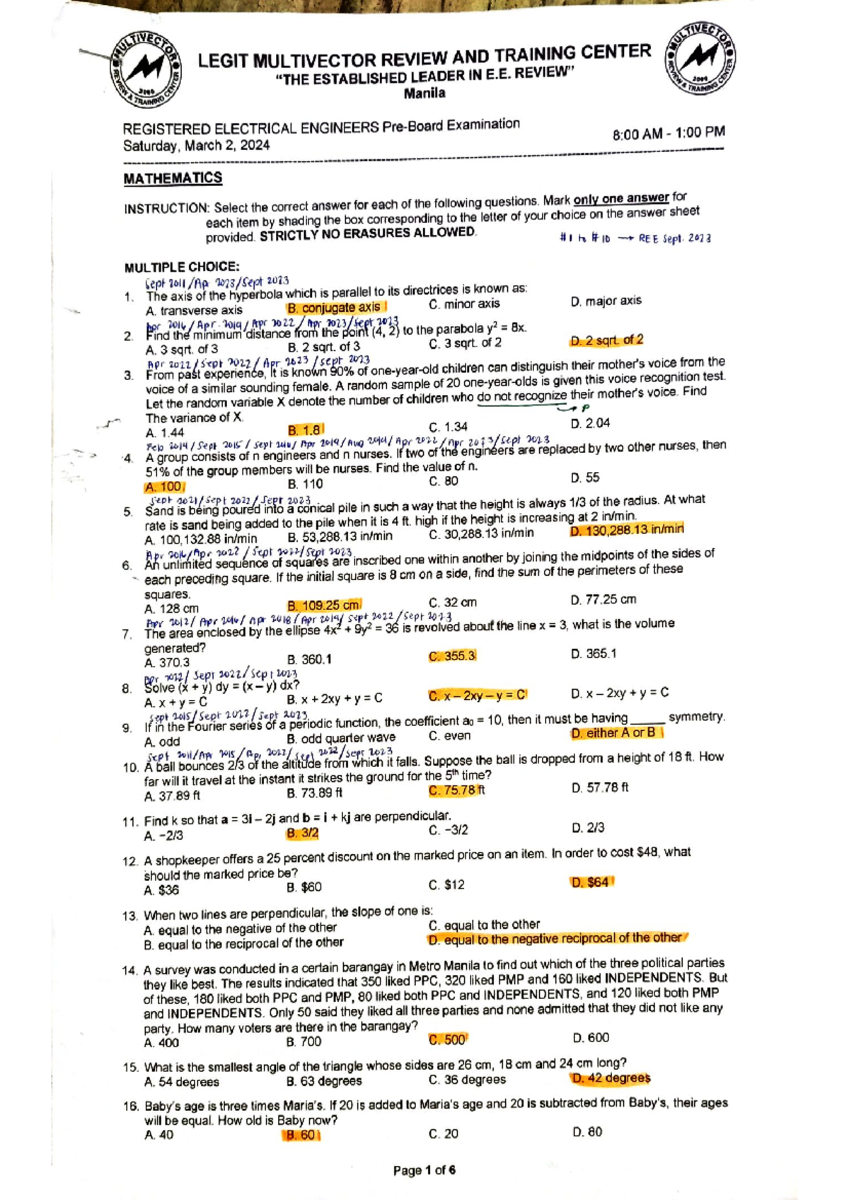 MATH March 2 2024 - Electrical Engineering - Studocu