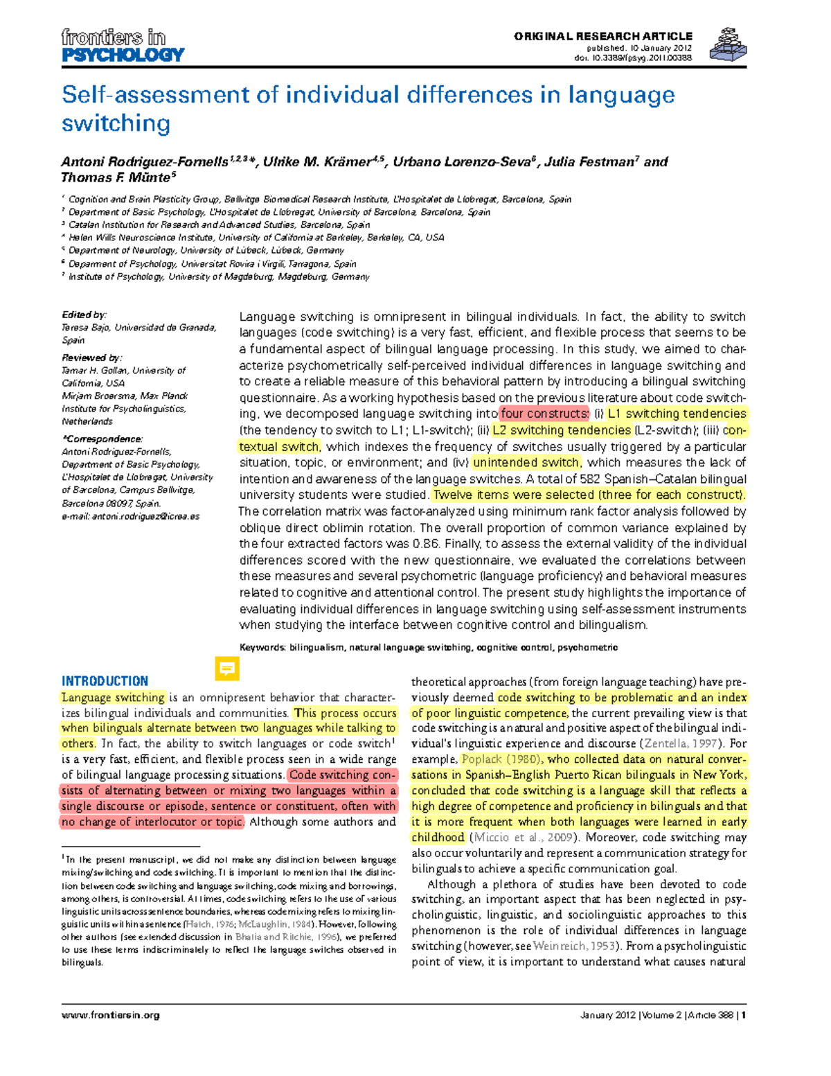self-assessment of individual differences in language siwtching ...
