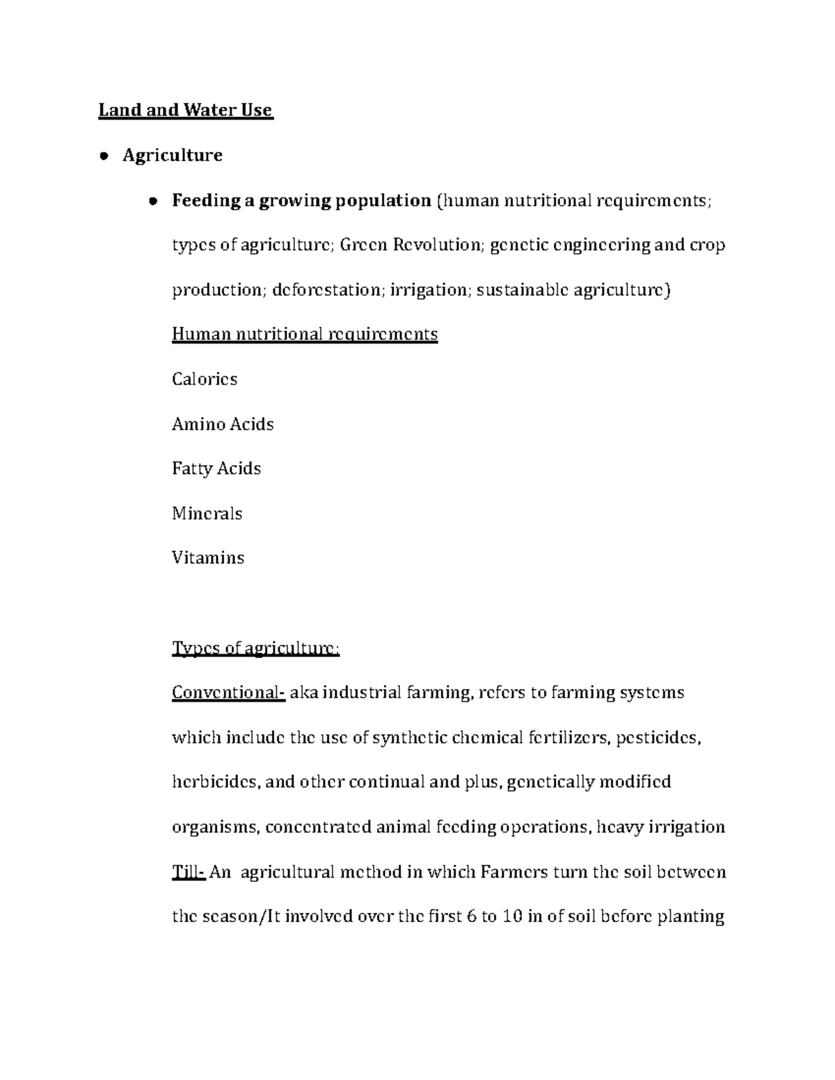 Land and Water Use Notes - Google Docs - Land and Water Use Agriculture ...