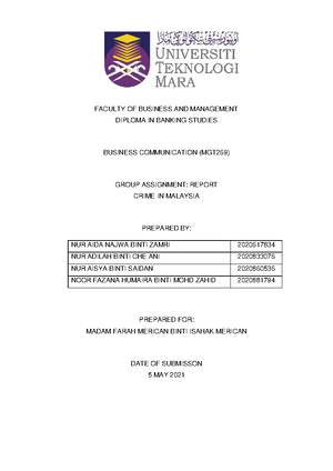 MGT269 Group Project 1 Assignment - FACULTY BUSINESS AND MANAGEMENT ...